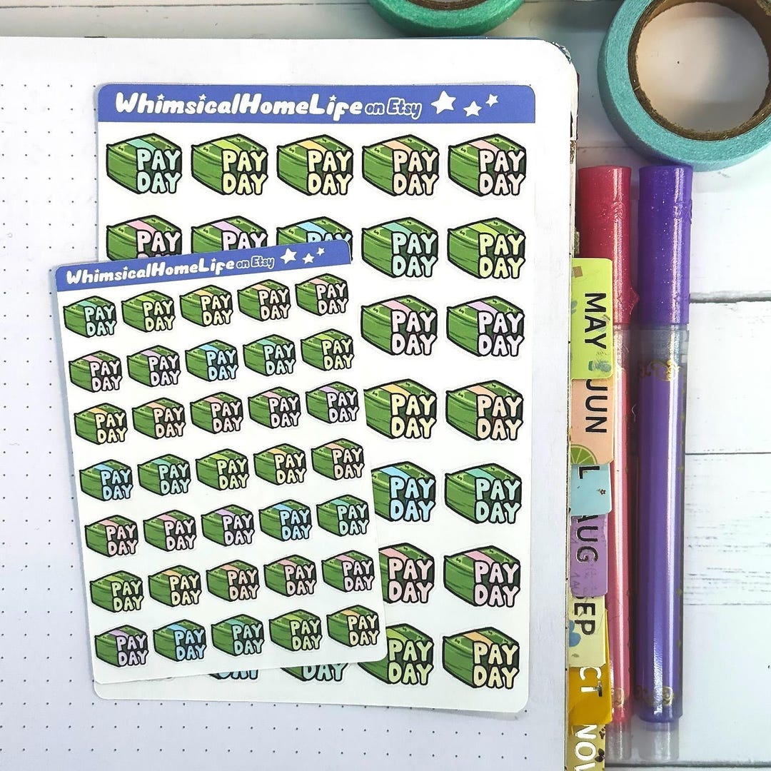 Payday Money Stickers: Pay Day Budget Mini Planner Stickers - Etsy
