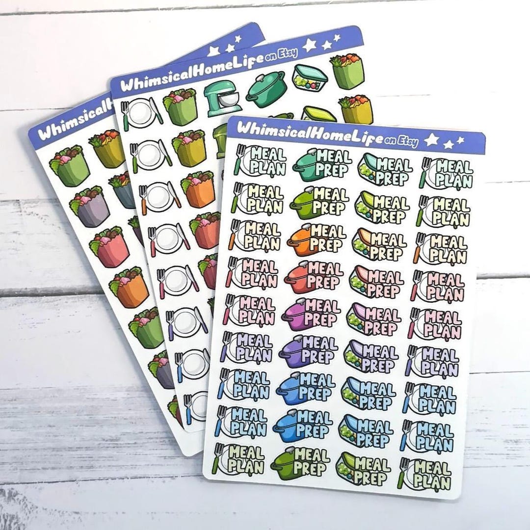 Meal Planning Planner Sticker Icons & Labels - Meal Prep, Grocery ...