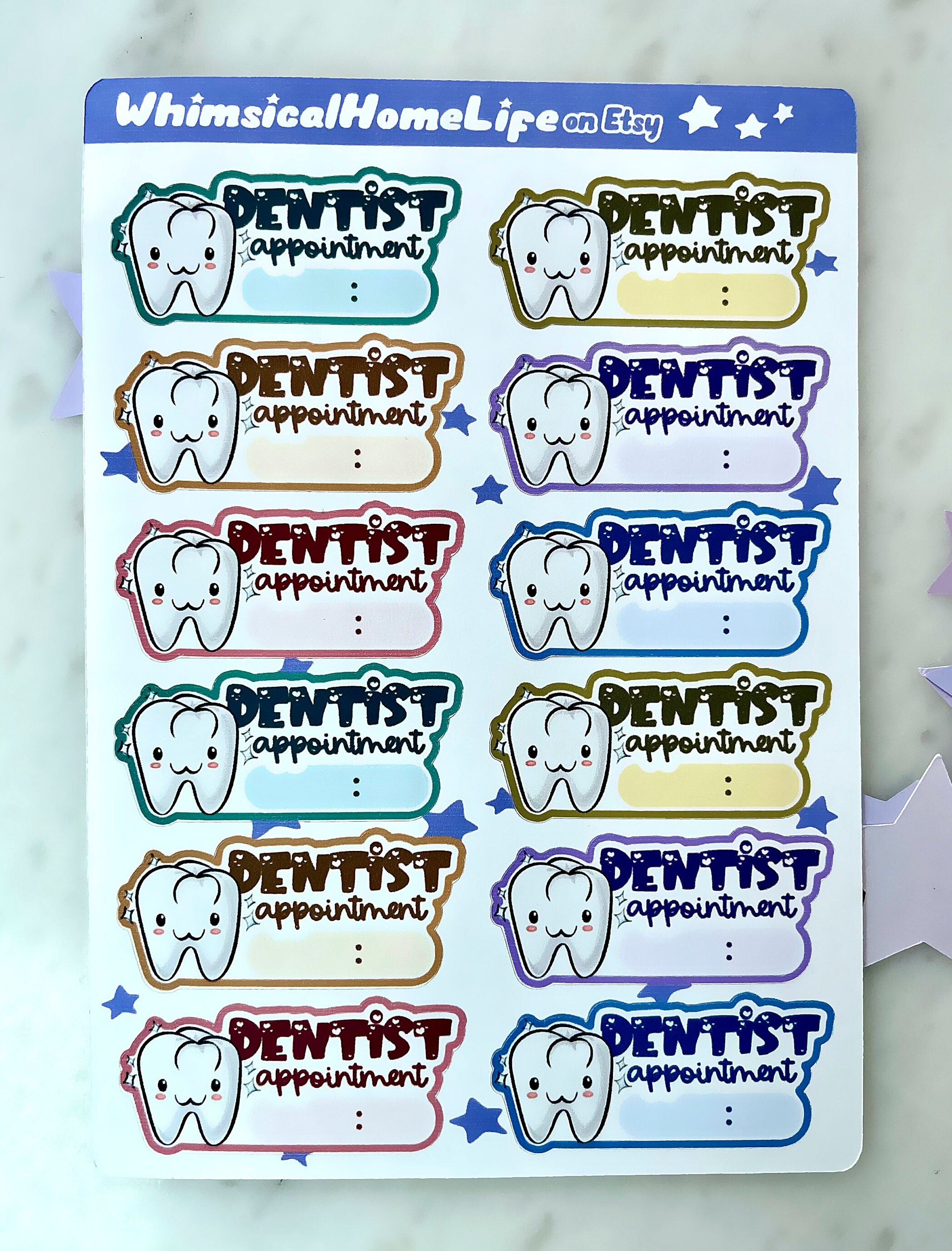 Dentist Appointment Sticker Sheet Removable Planner Bullet Journal ...