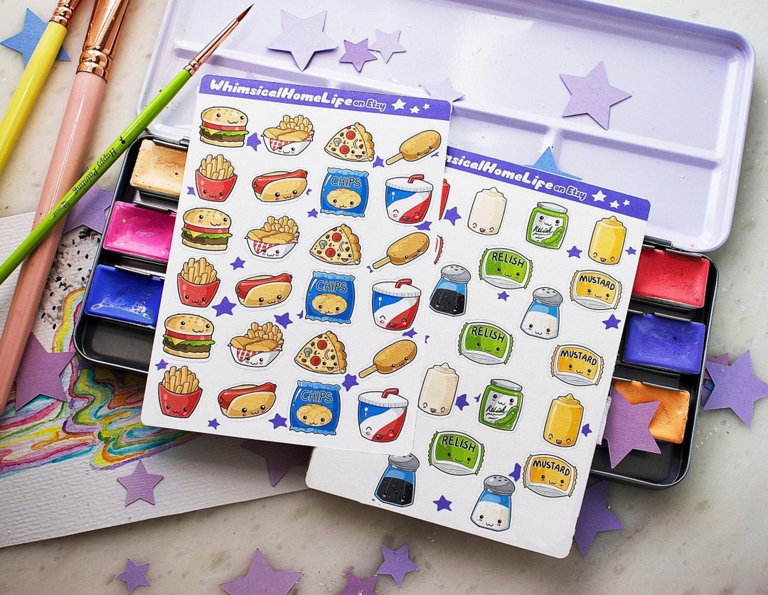 Fast Food & Condiments Sticker Sheet - Planner Bullet Journal Stickers ...