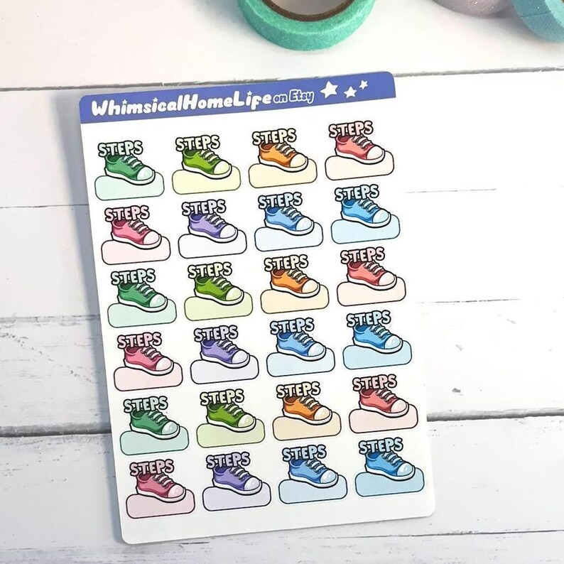 Steps Tracker Planner Stickers: Step Goals Walking & Running Fill-in ...