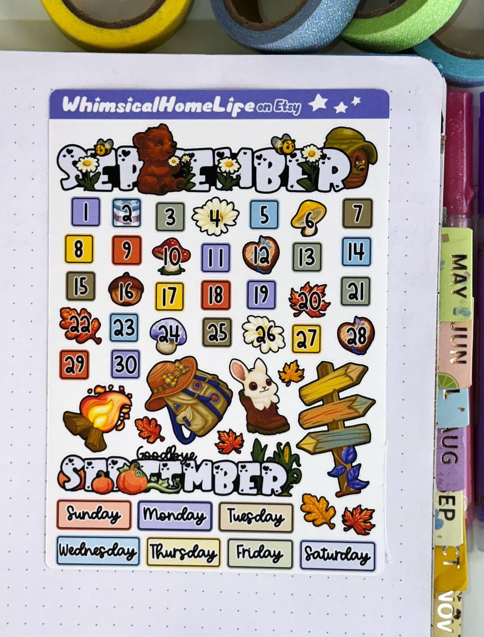 September Planner Stickers (2026 Update) – Enchanted Forest Bullet Journal Kit - Etsy