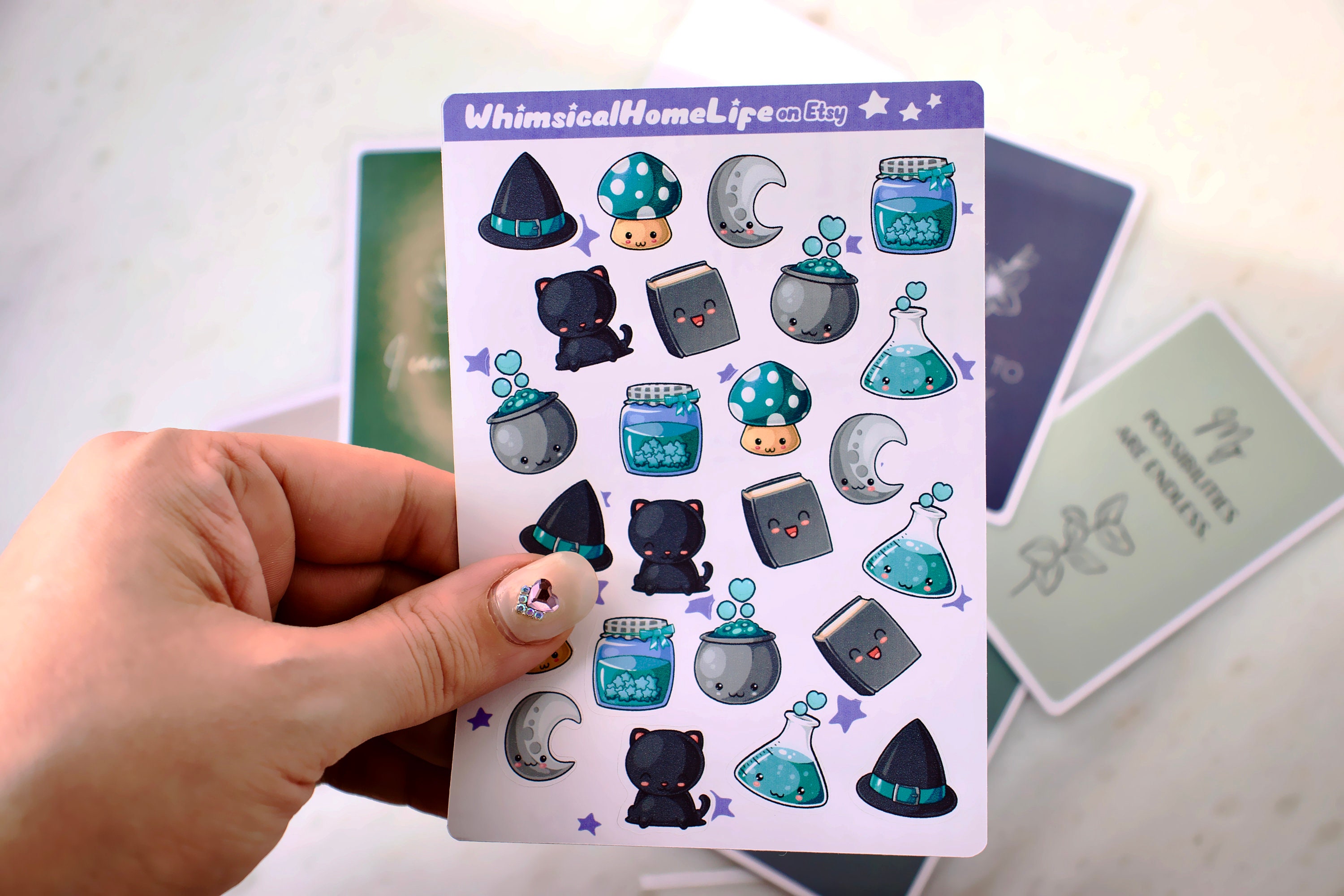 Witchy Planner Stickers – Kawaii Witch, Book of Shadows - Etsy