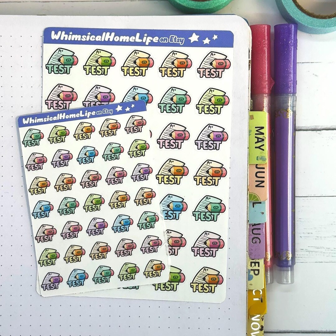 Test Day Planner Sticker Labels: Student Teacher Calendar Stickers - Etsy