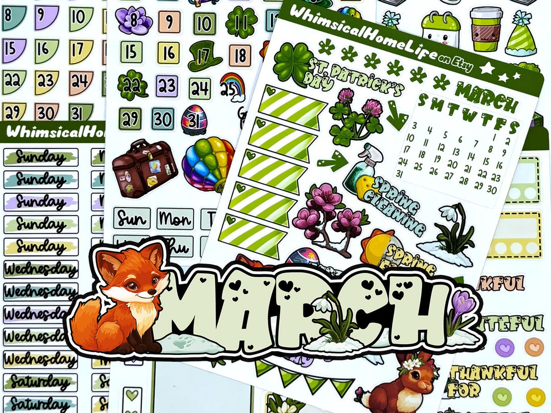 March Planner Stickers (2027 Update) – St. Patrick's Day & Easter ...