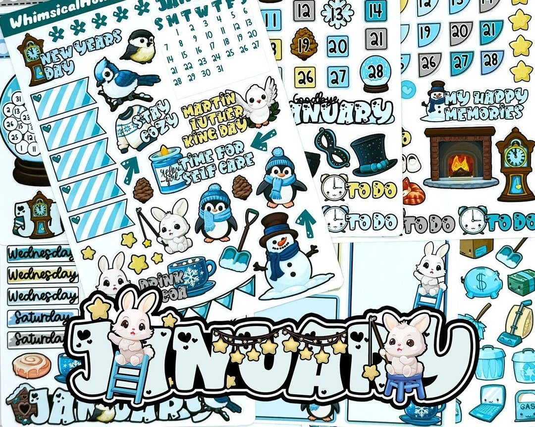 January Planner Sticker Set January Bullet Journal Monthly Kit Winter ...
