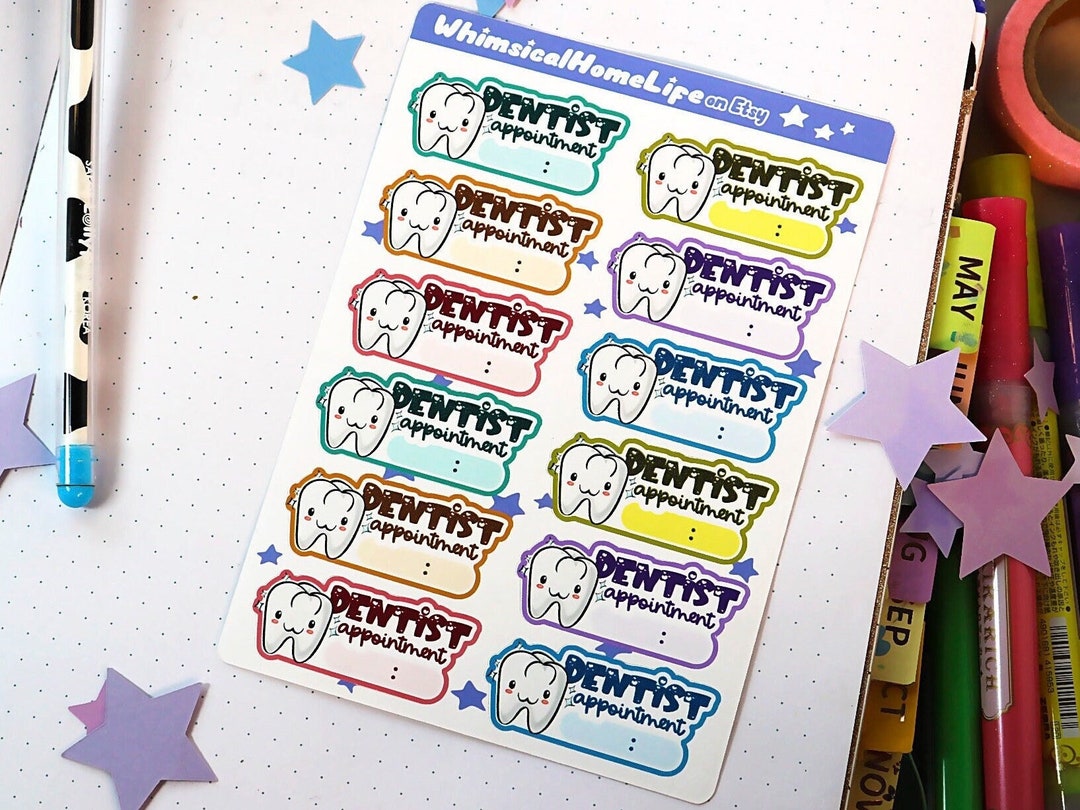 Dentist Appointment Sticker Sheet - Removable Planner Bullet Journal ...