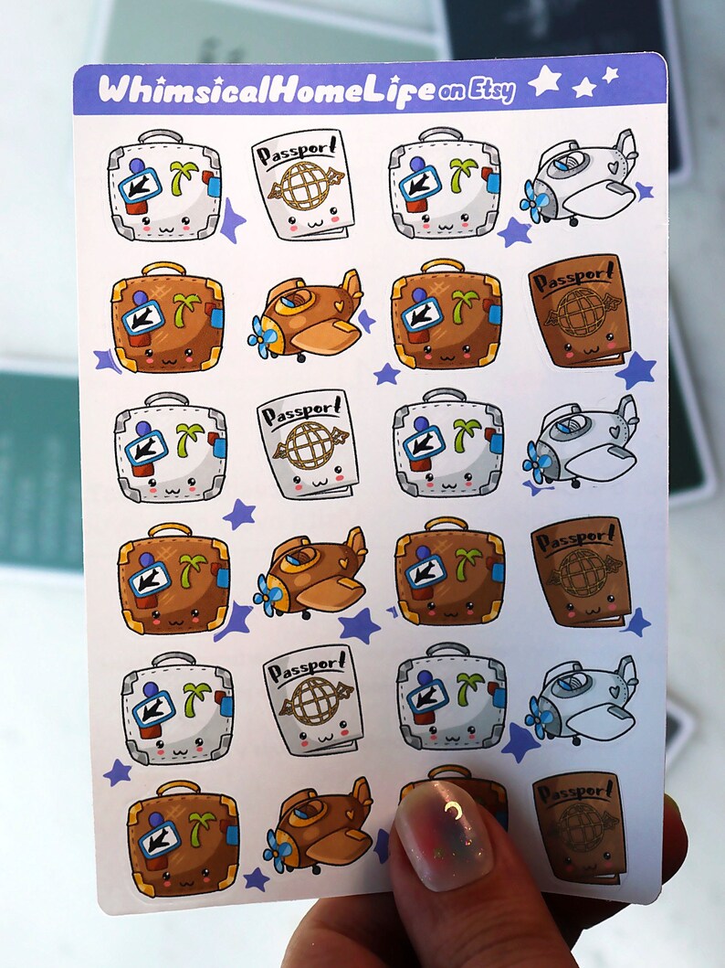 Vintage Travel Sticker Sheet Bullet Journal Stickers Suitcase Passport ...
