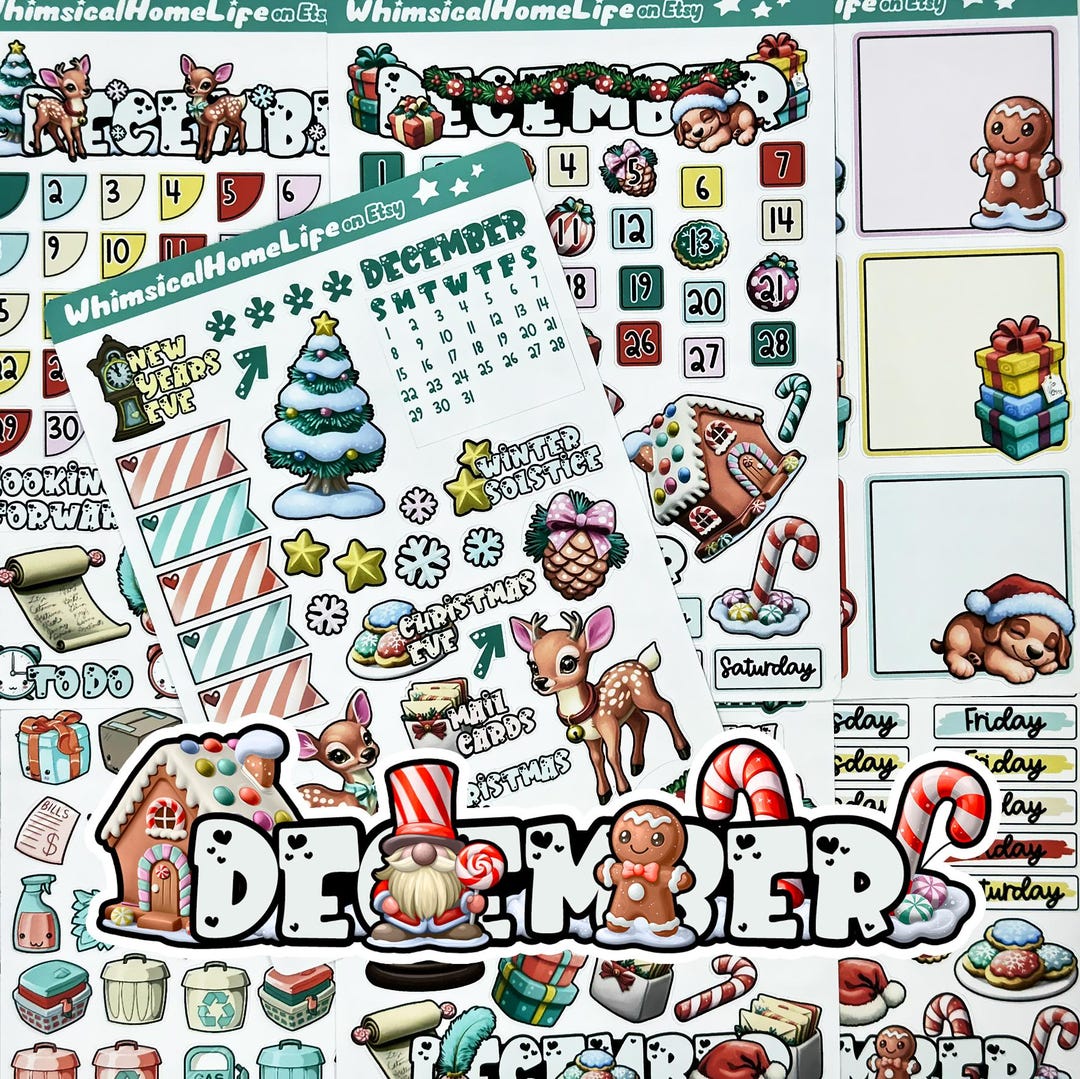 December Planner Stickers Set 2025 - Bullet Journal Monthly Kit Over ...