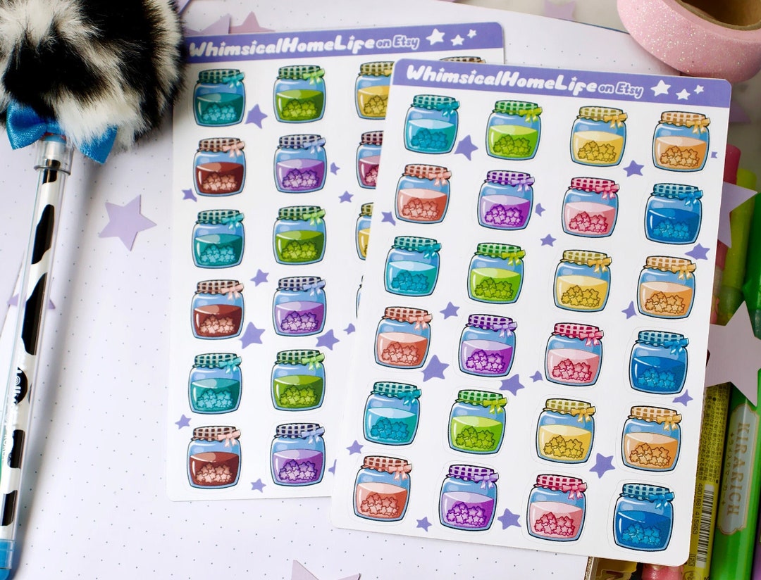 Wishing Star Jars Sticker Sheet - Bullet Journal Stickers - Cute Witchy ...