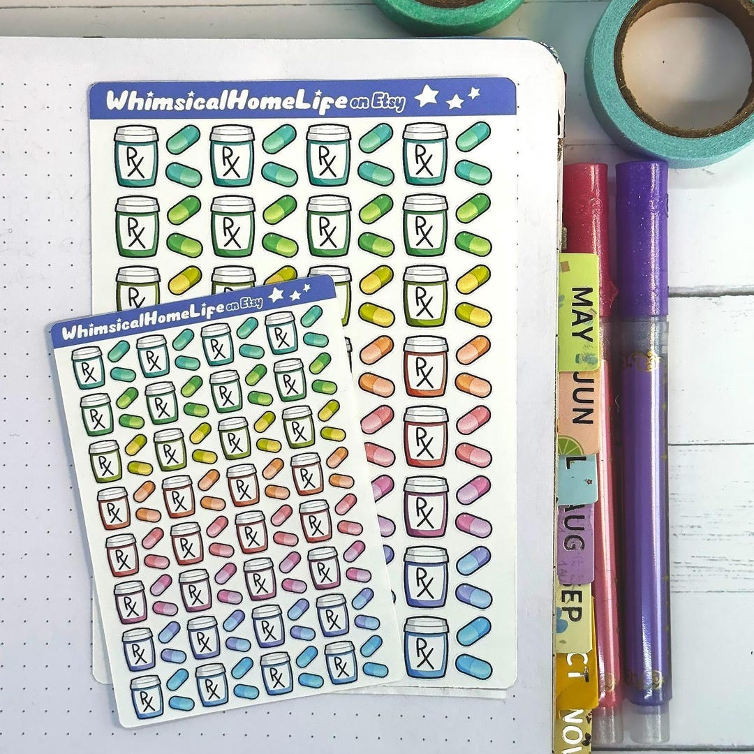 Prescription Planner Sticker Icons: Refill Your Meds Icon Stickers - Etsy