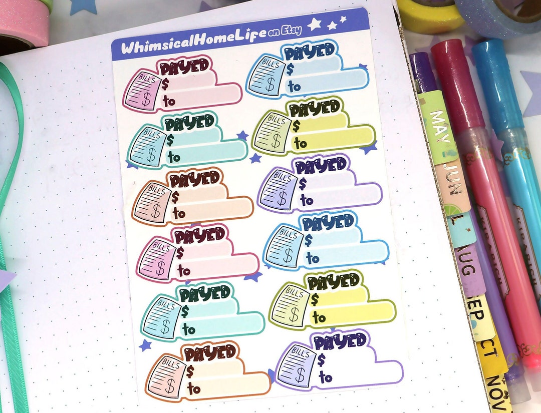 Budget Bills Stickers Sheet - Budgeting Journal Stickers - Fill in Bill ...