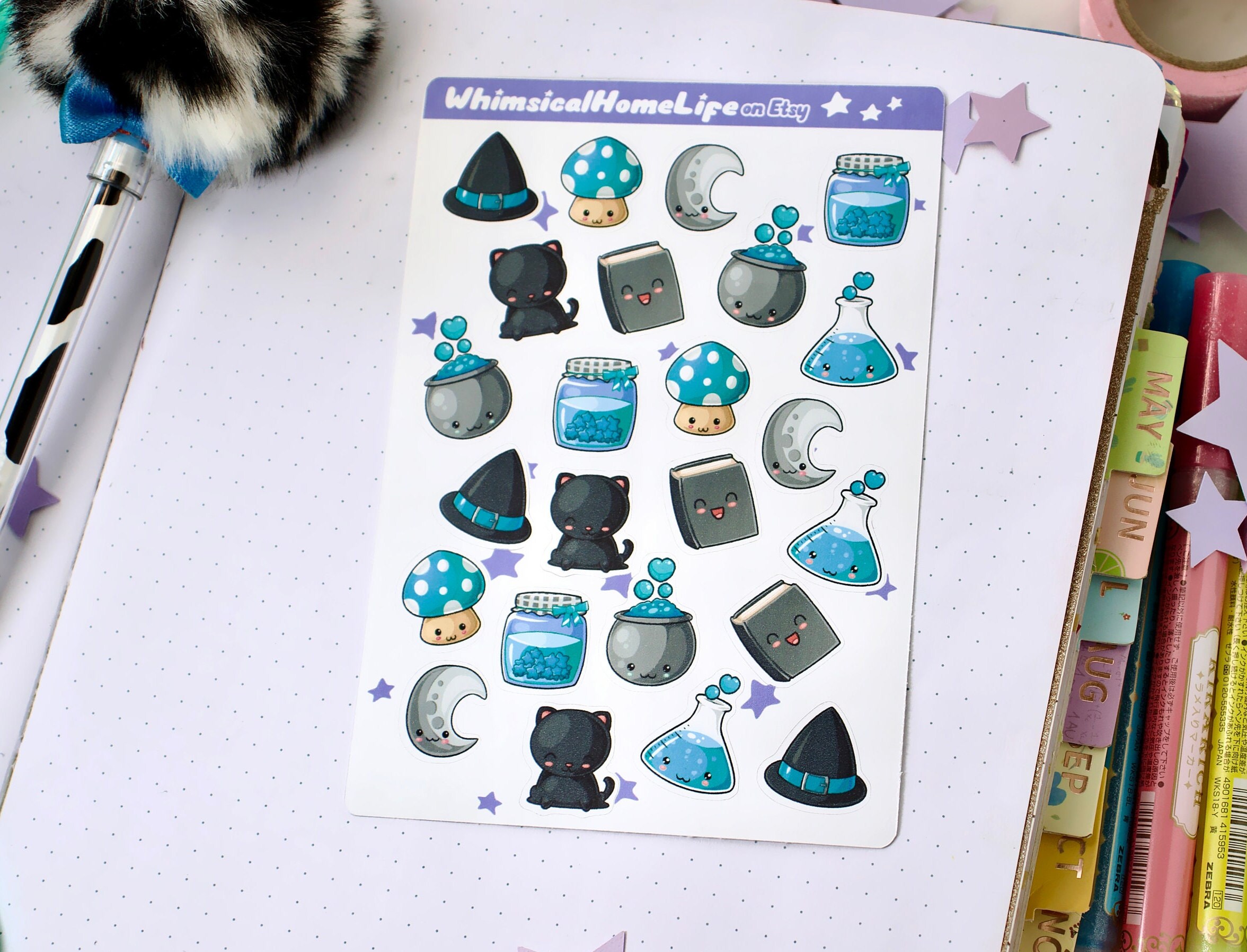 Witchy Planner Stickers – Kawaii Witch, Book of Shadows - Etsy