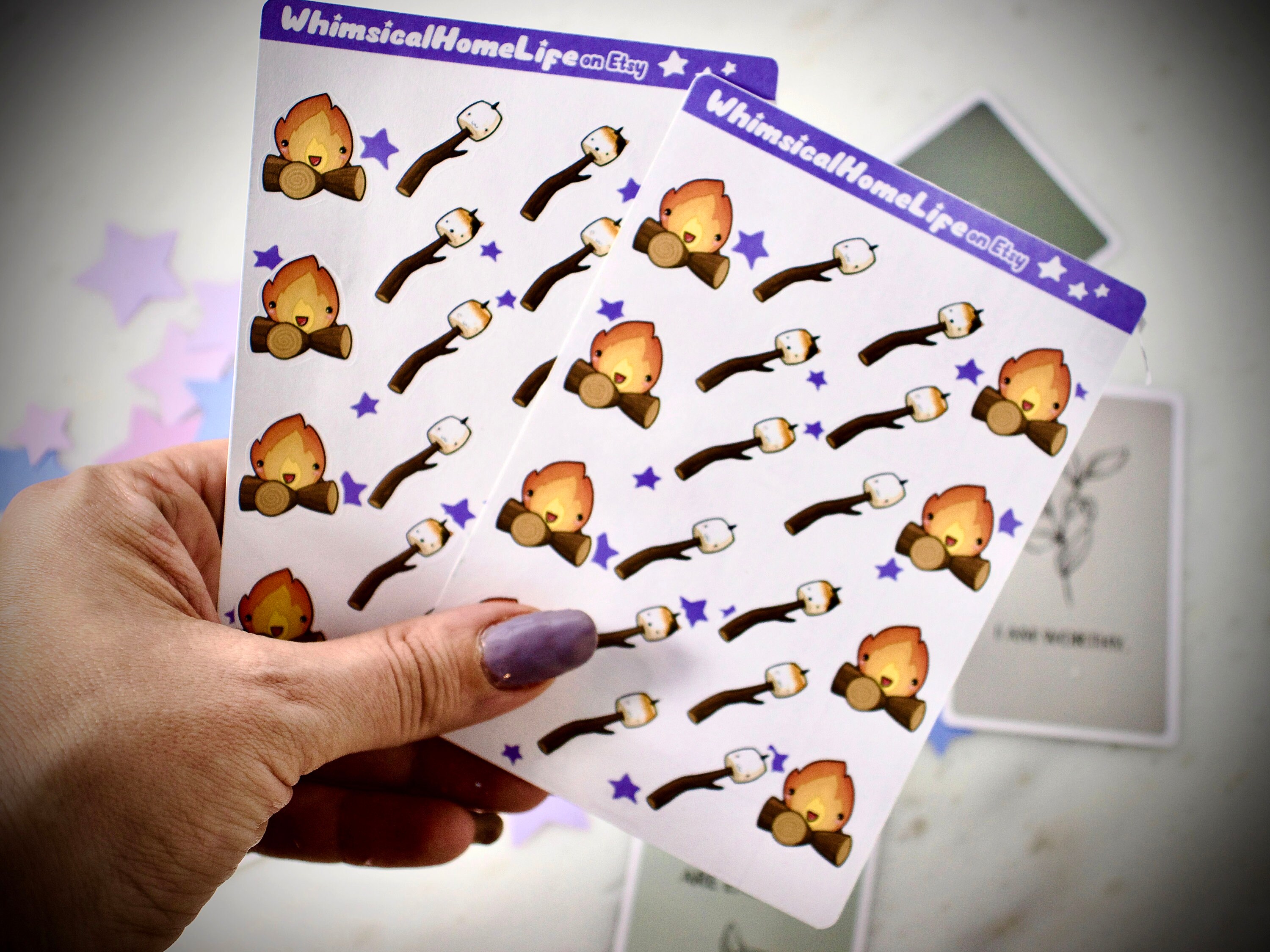 Campfire Smores Summer Camp Sticker Sheets - Planner Bullet Journal ...