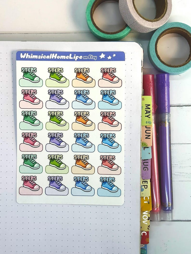 Steps Tracker Planner Stickers: Step Goals Walking & Running Fill-in ...