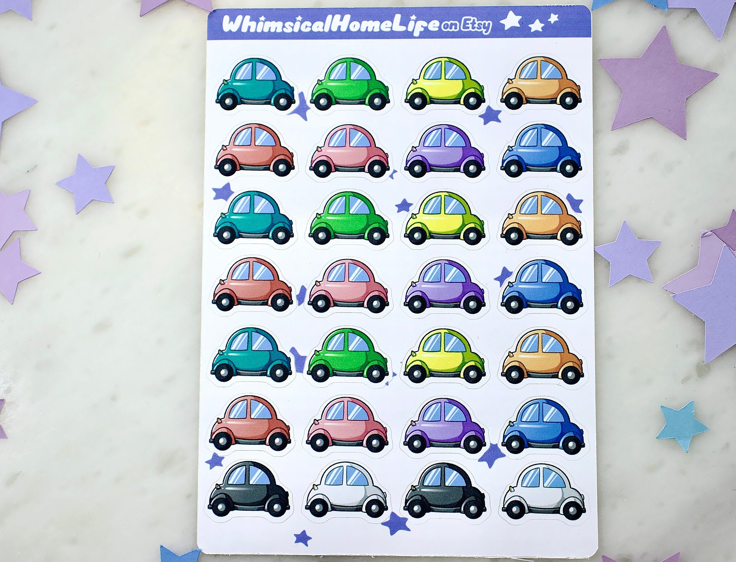 Mini Car Sticker Sheet Bullet Journal Stickers Road Trip - Etsy