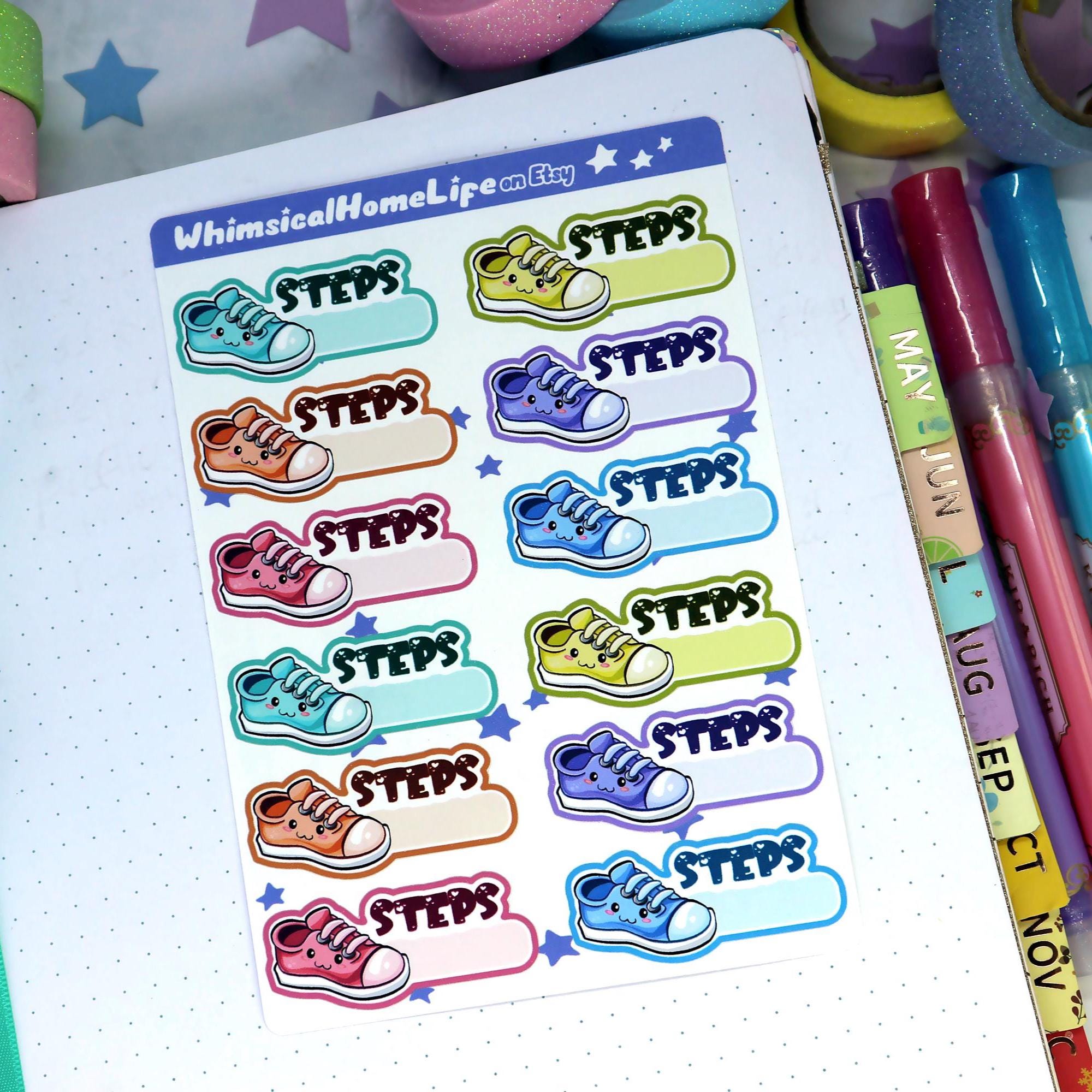 Steps Tracker Planner Stickers: Step Goals Walking & Running Fill-in ...