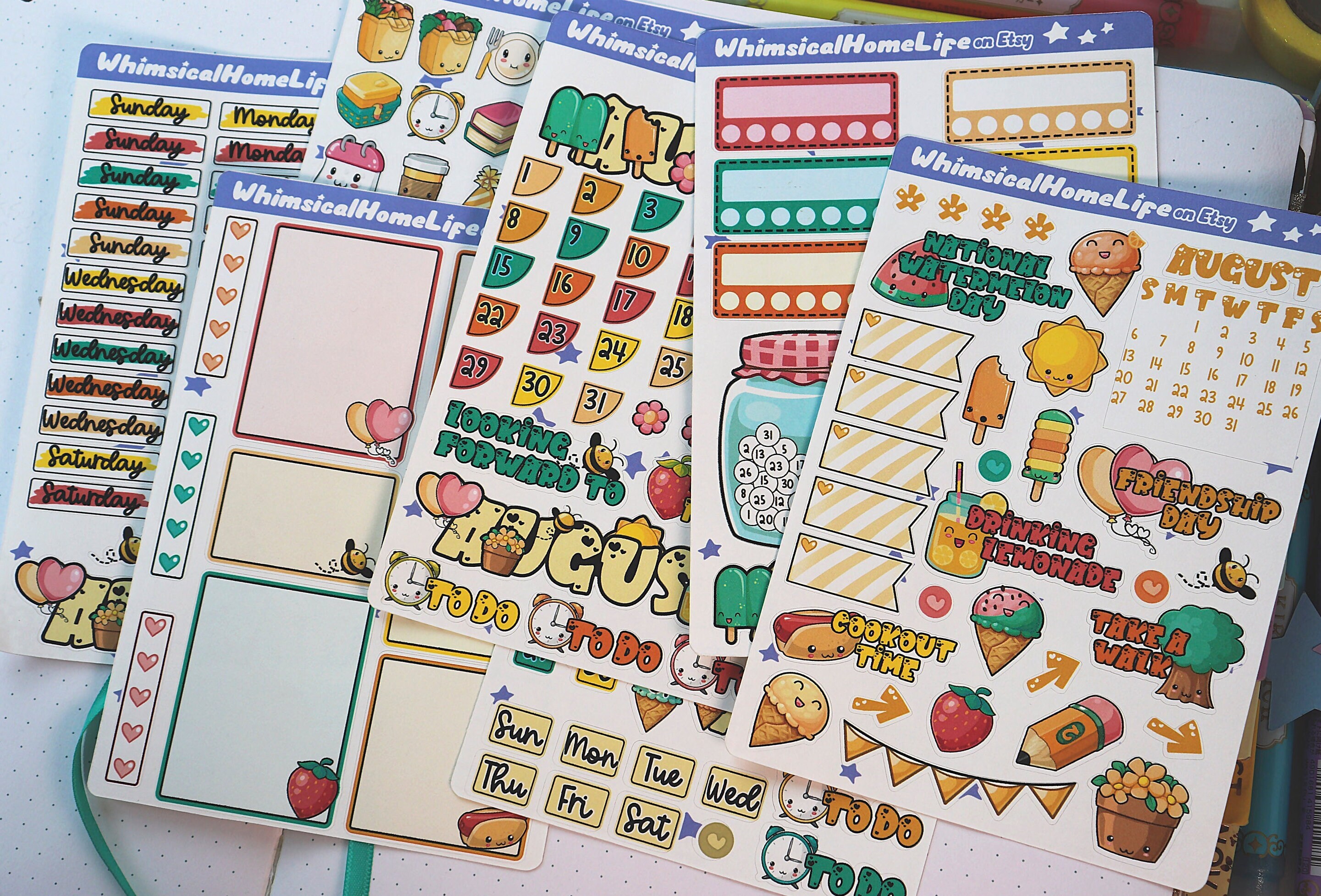 August Bullet Journal Sticker Set Monthly Planner Kit Stickers Summer ...