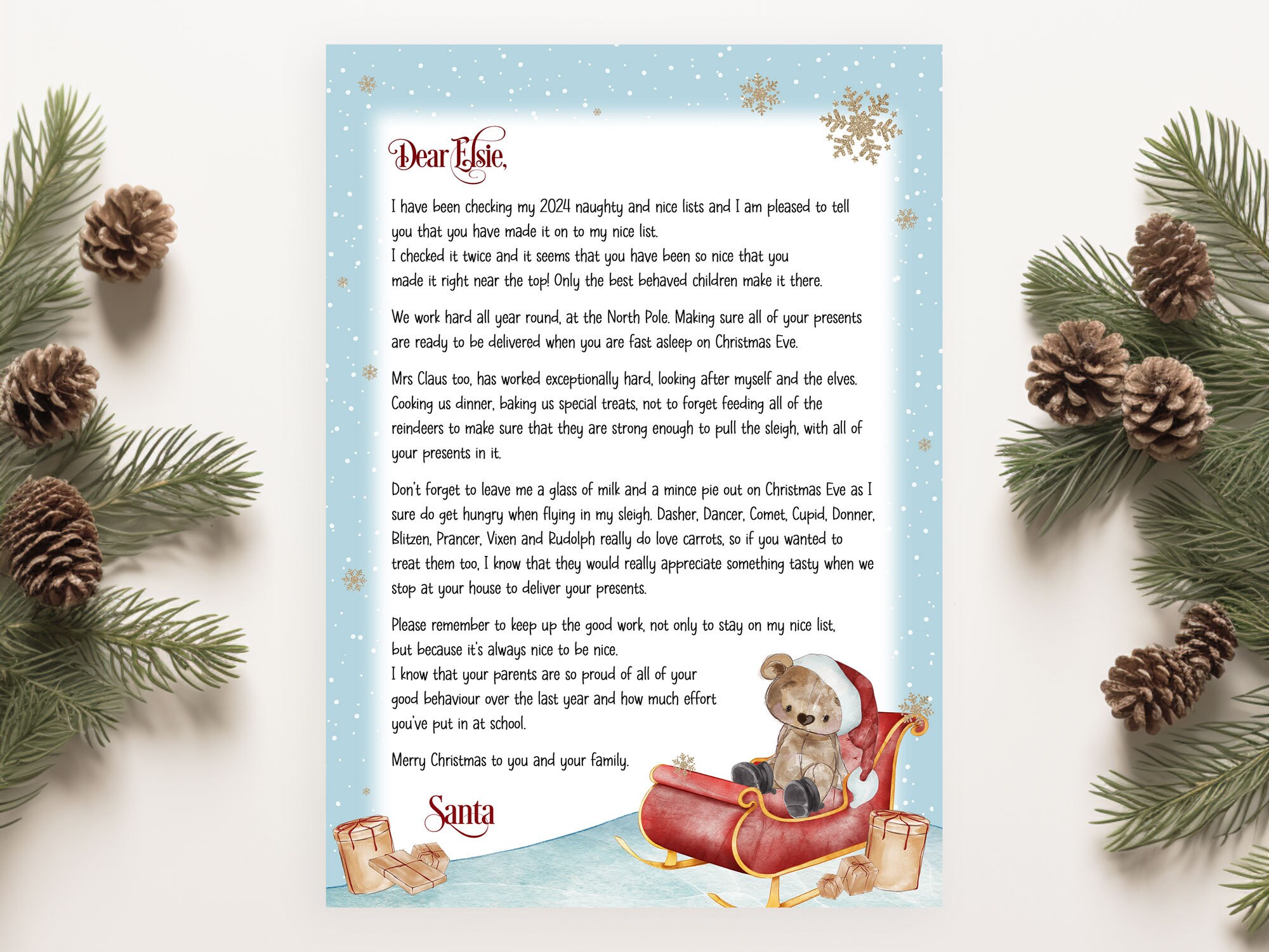 Personalised Letter From Santa - Santa Nice List Letter - Etsy UK