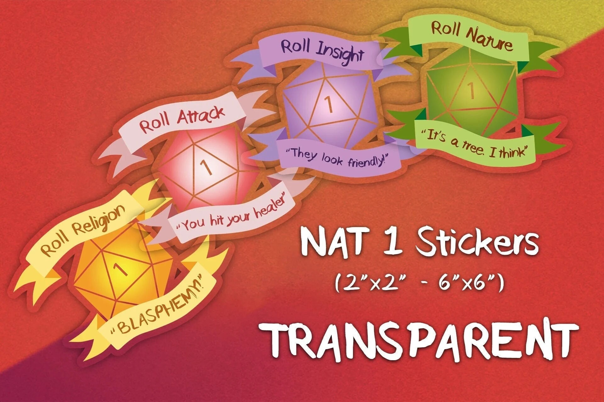 NAT 1 Stickers Transparent Background dnd Inspired Accessories - Etsy