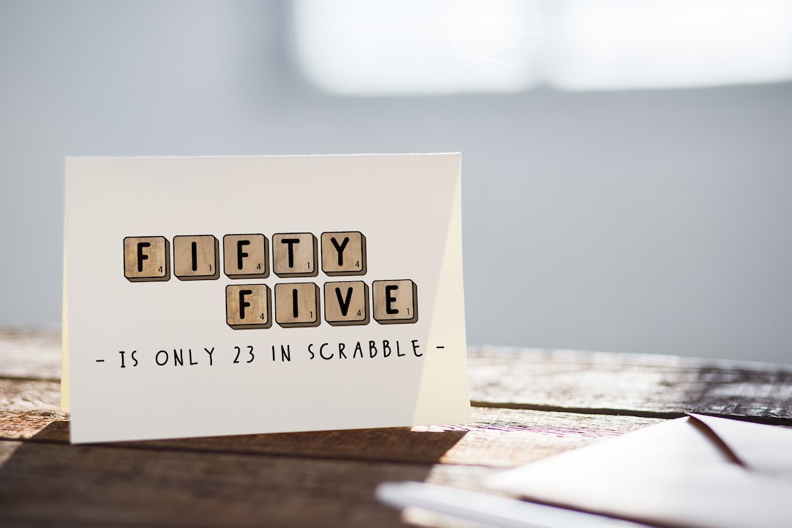 55th Birthday Card, Printable, 55, Funny Birthday Card, Scrabble, 50s ...