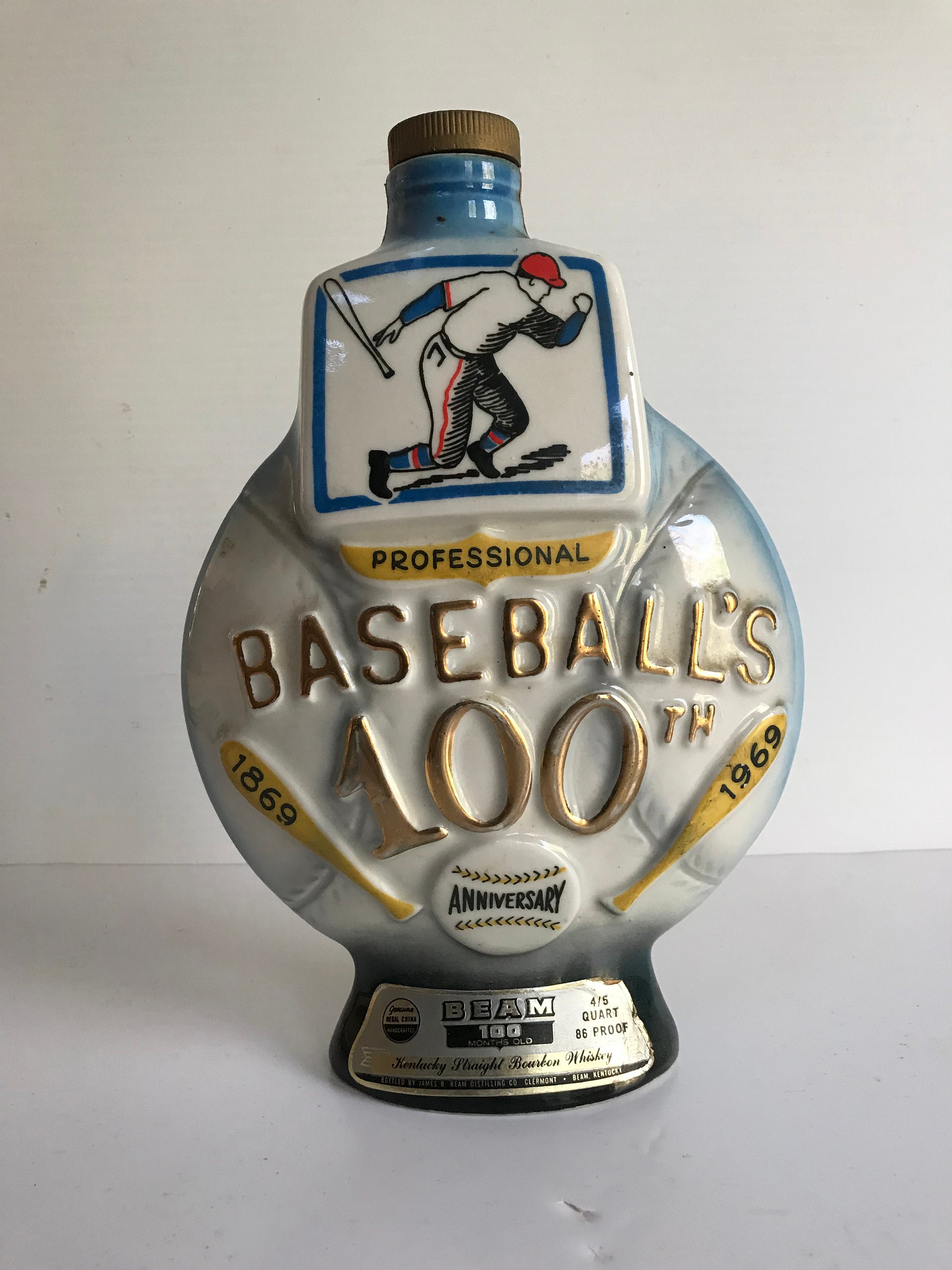 Vintage Jim Beam 100th Anniversary Bottle 1969 Professional Baseball - Etsy