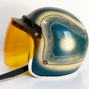 RARE - Vintage Motorcycle Helmet - Snowflake Metal Flake With Tiger ...