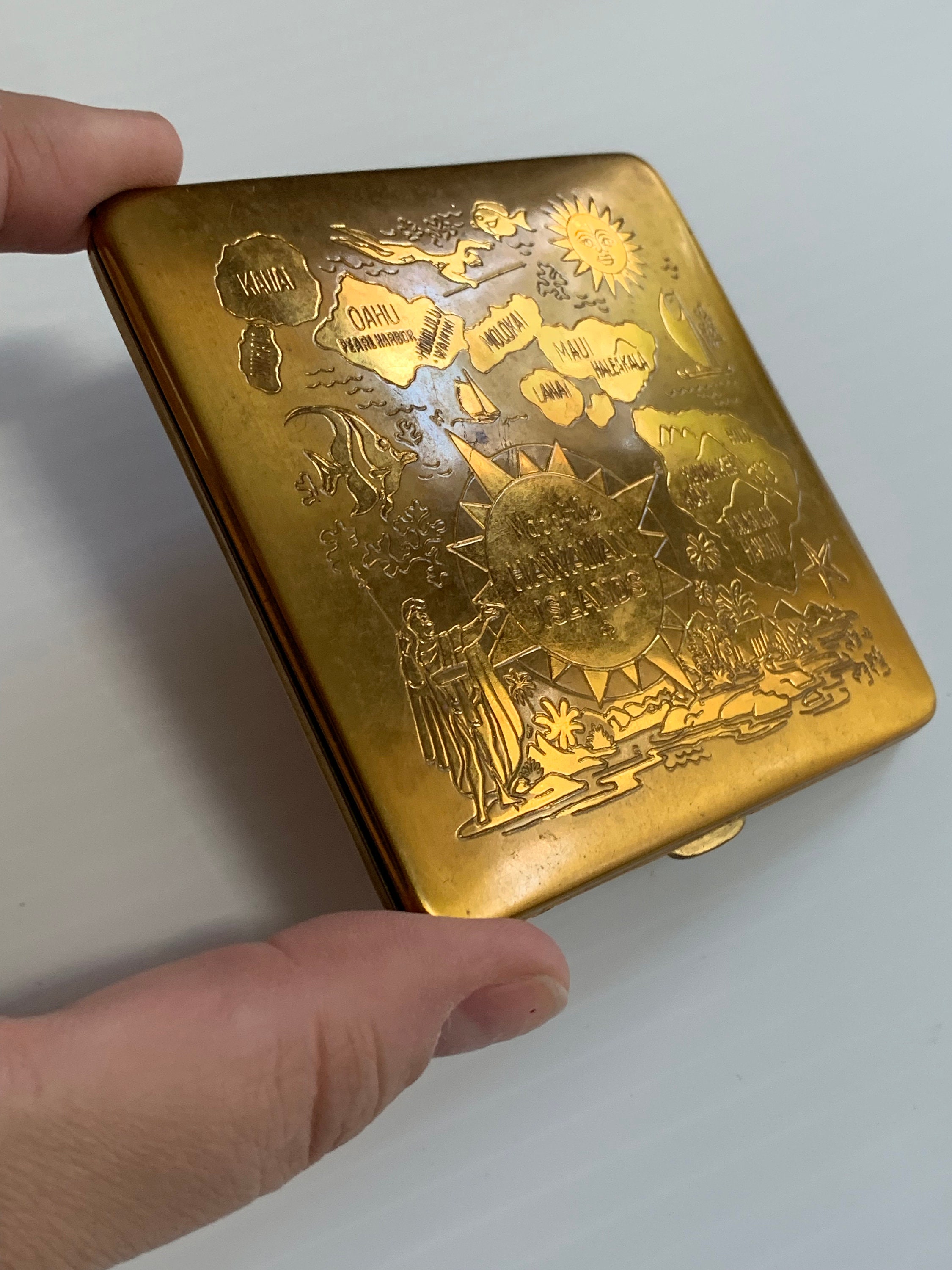 Vintage Hawaiian Islands Compact Mirror - Metal Souvenir - Etsy