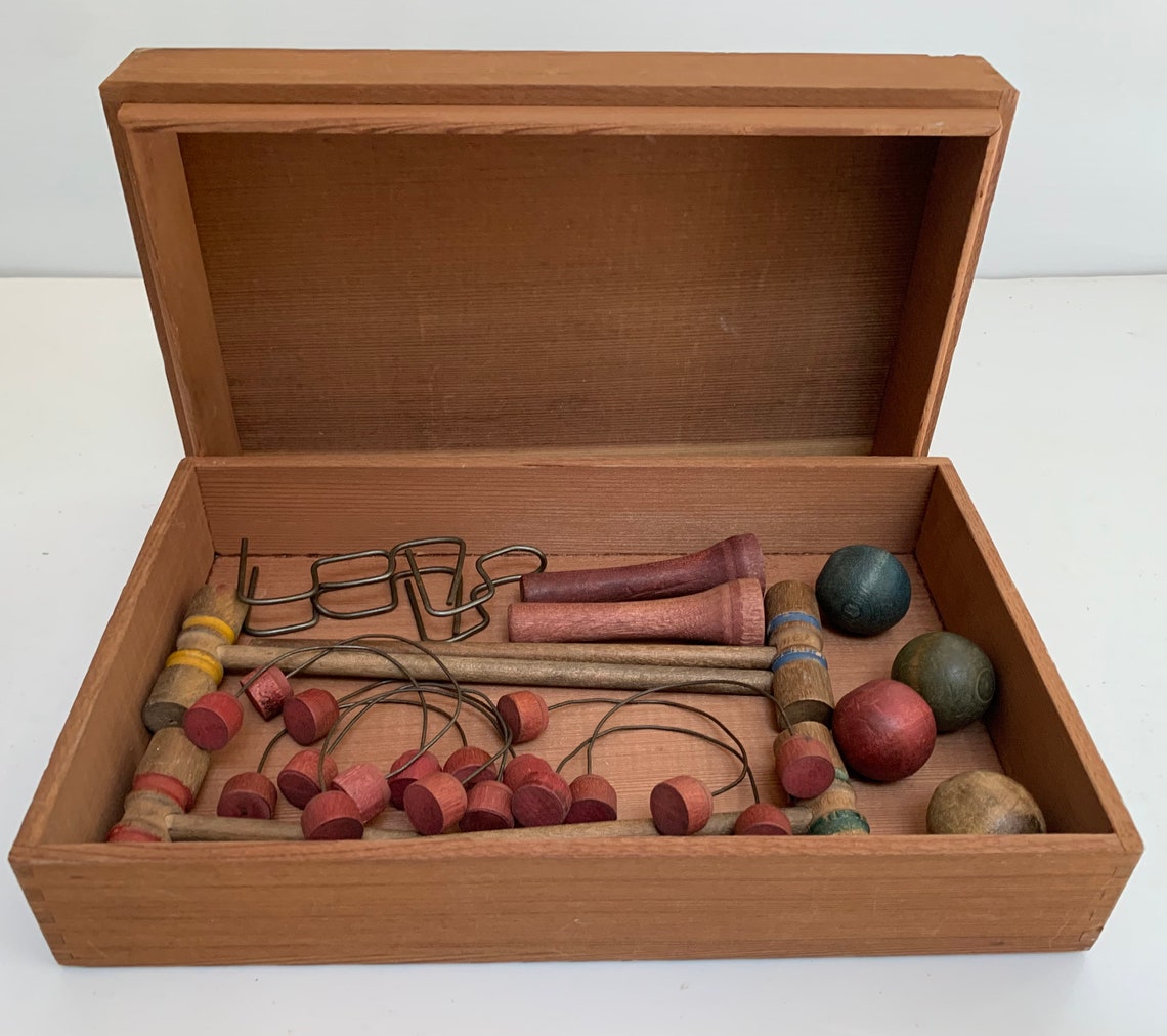 Vintage Croquet Miniature Wooden Tabletop Set - Etsy