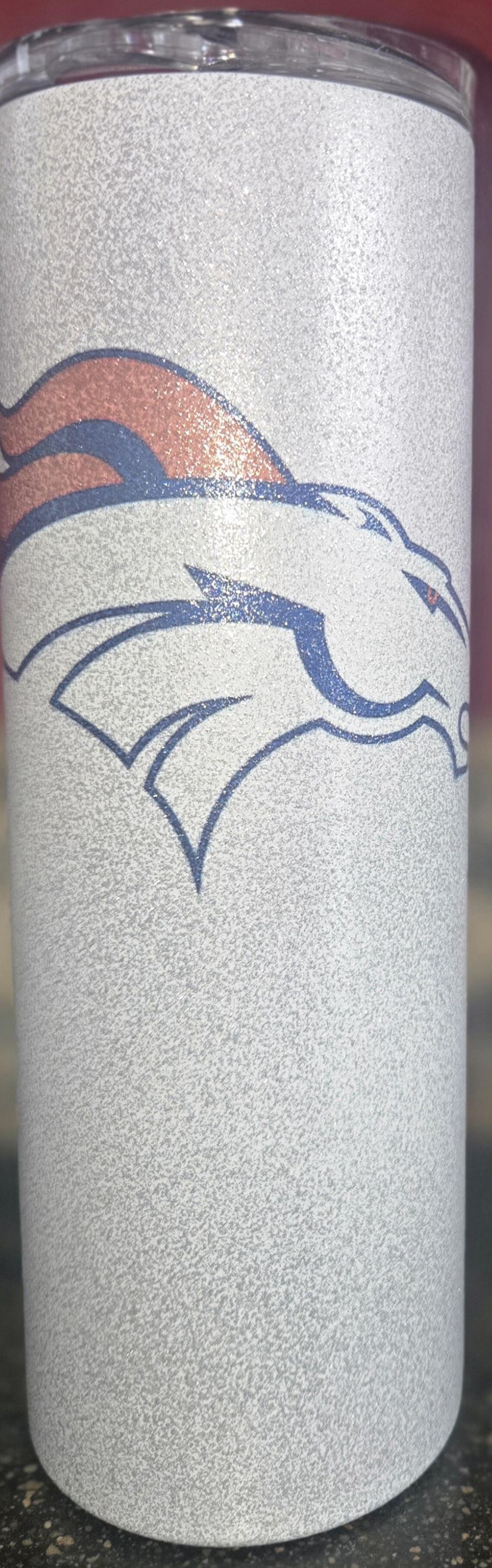 White Glitter Denver Broncos 20OZ TUMBLER - Etsy