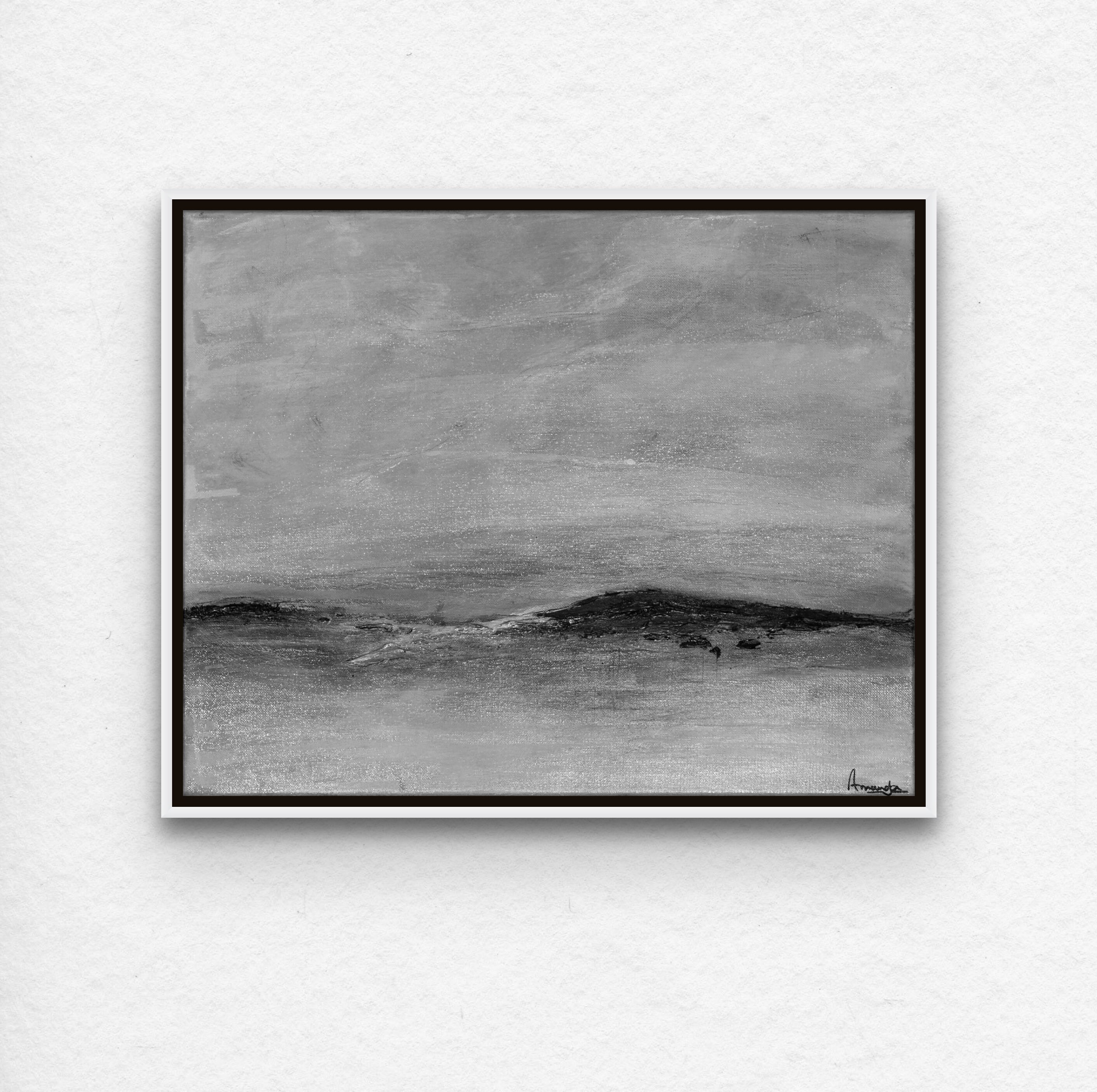 Grey and Black Abstract Print, Abstract Landscape, Dark Grey Landscape ...