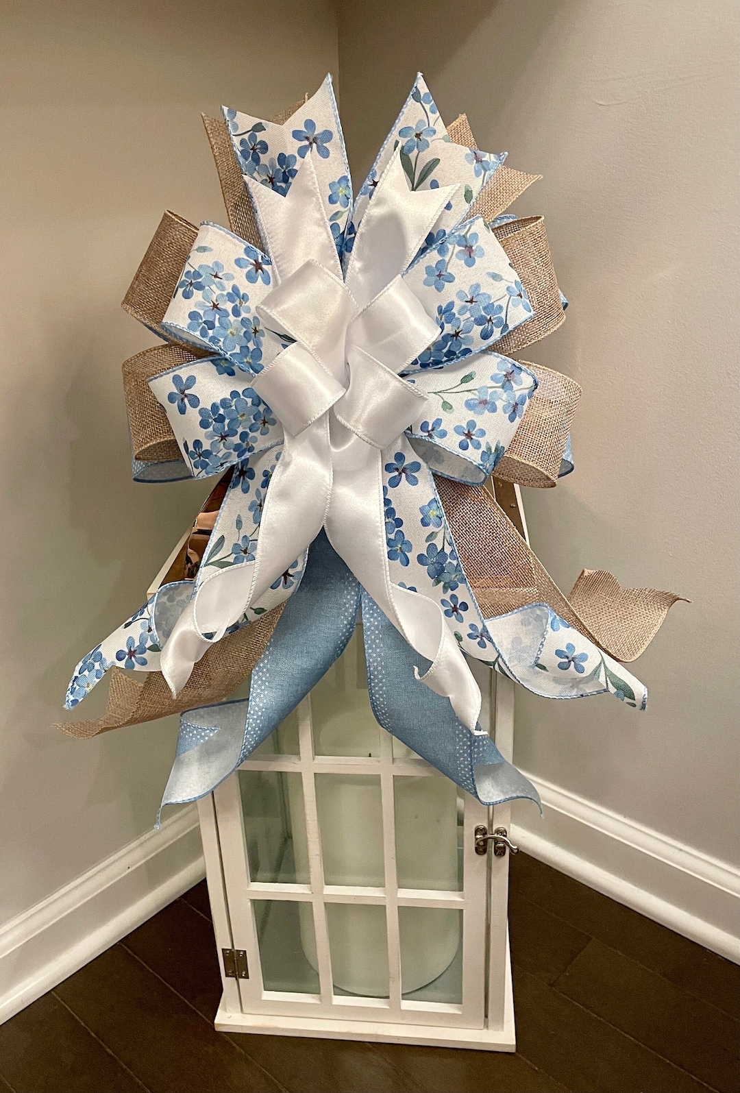 Variety of Spring & Easter Bows Spring Decor Blue Flowers Bow for ...