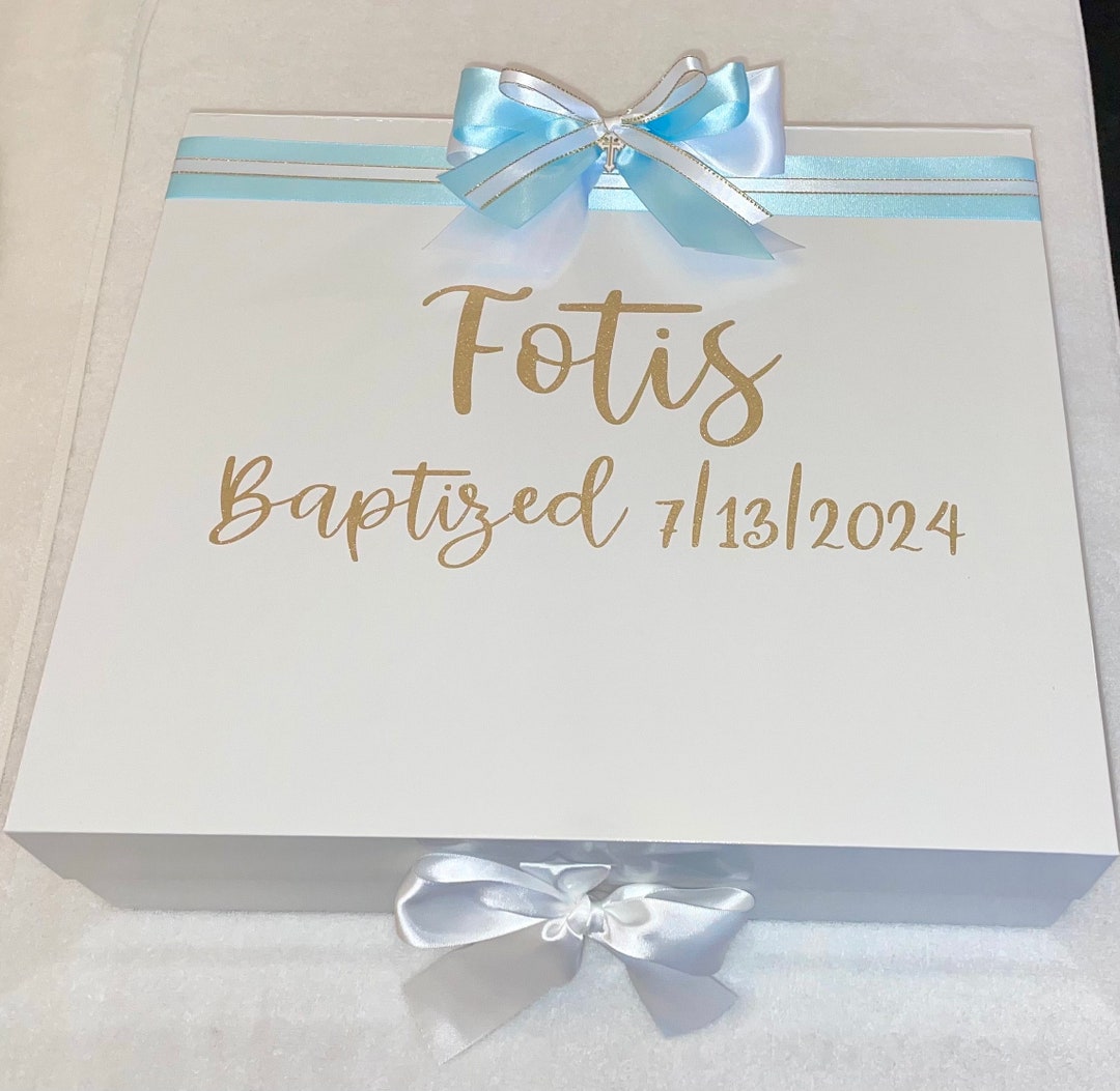 Large Personalized Baptism Keepsake Box in Multiple Colors & Fonts ...