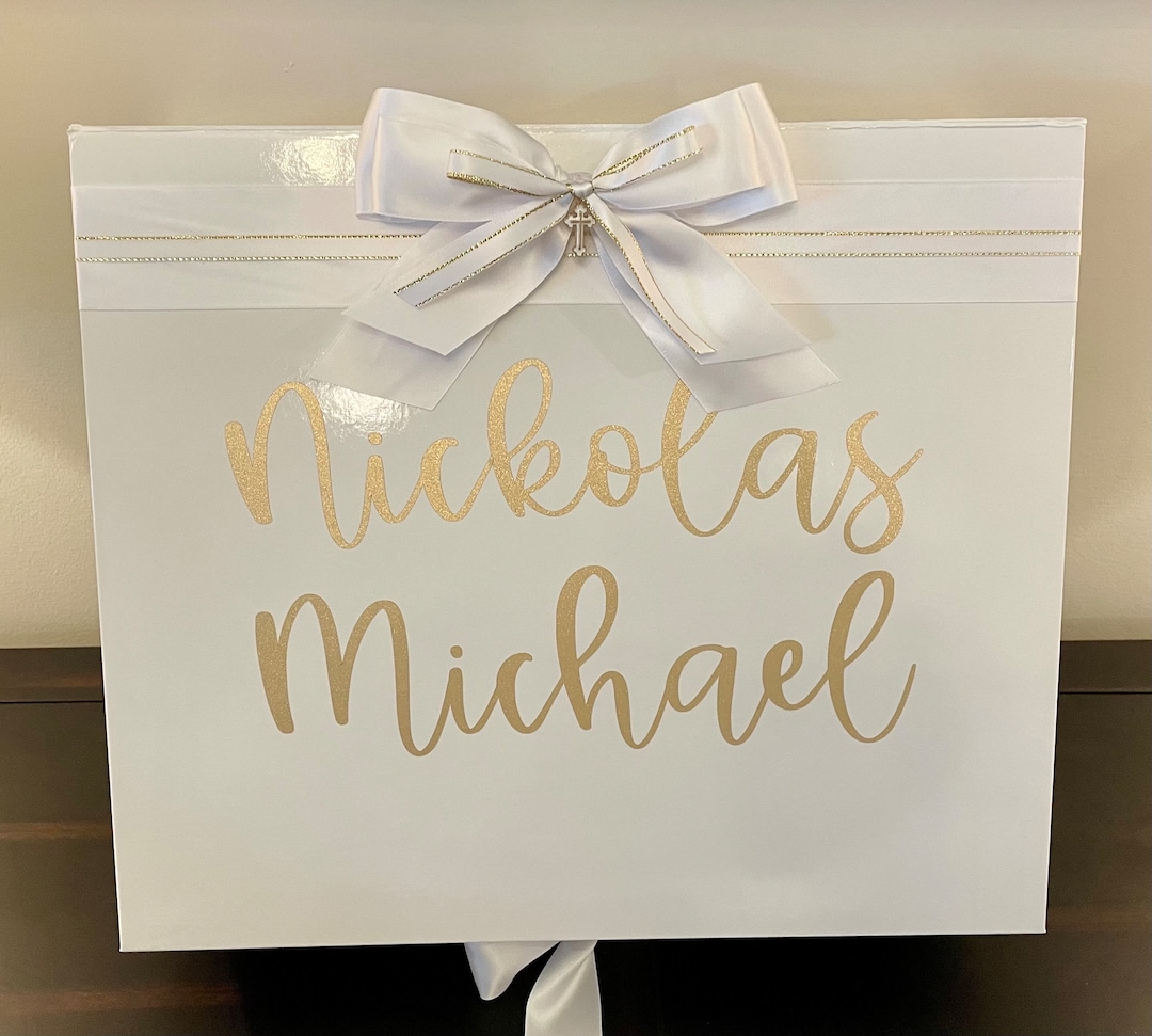 Personalized Keepsake Box, Wedding Baptism Storage, White Cardboard ...