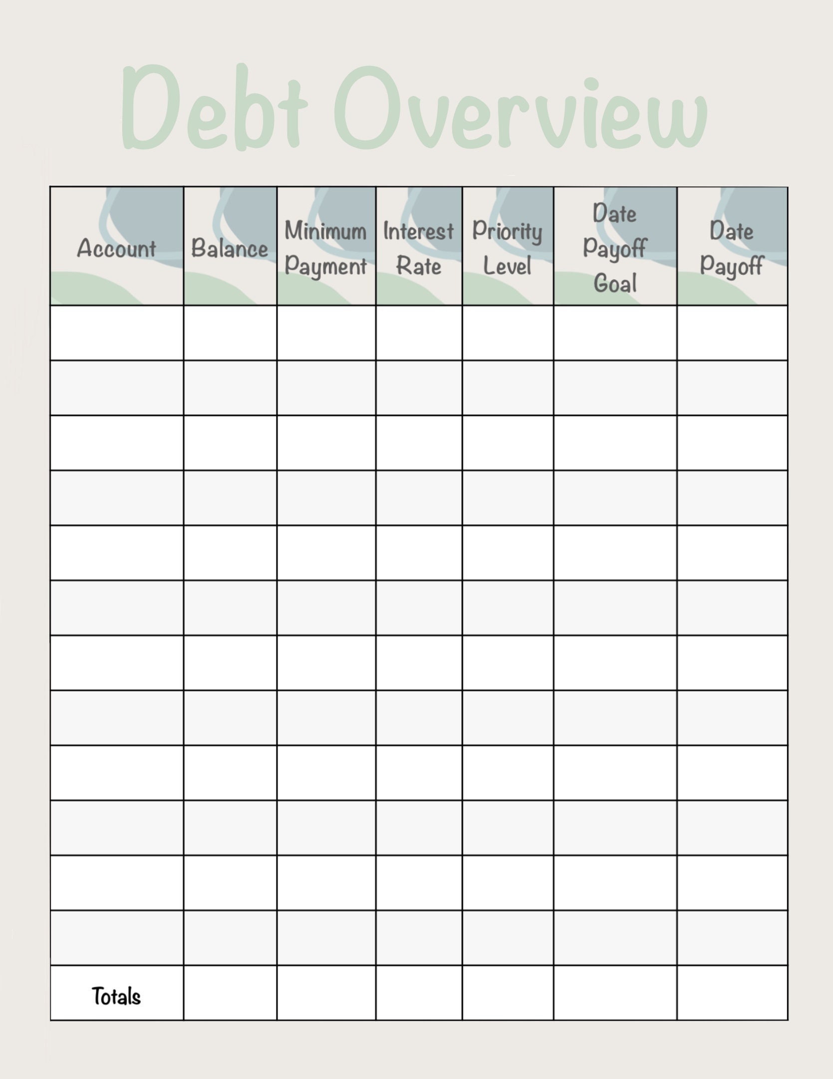 Debt Overview Tracker - Etsy