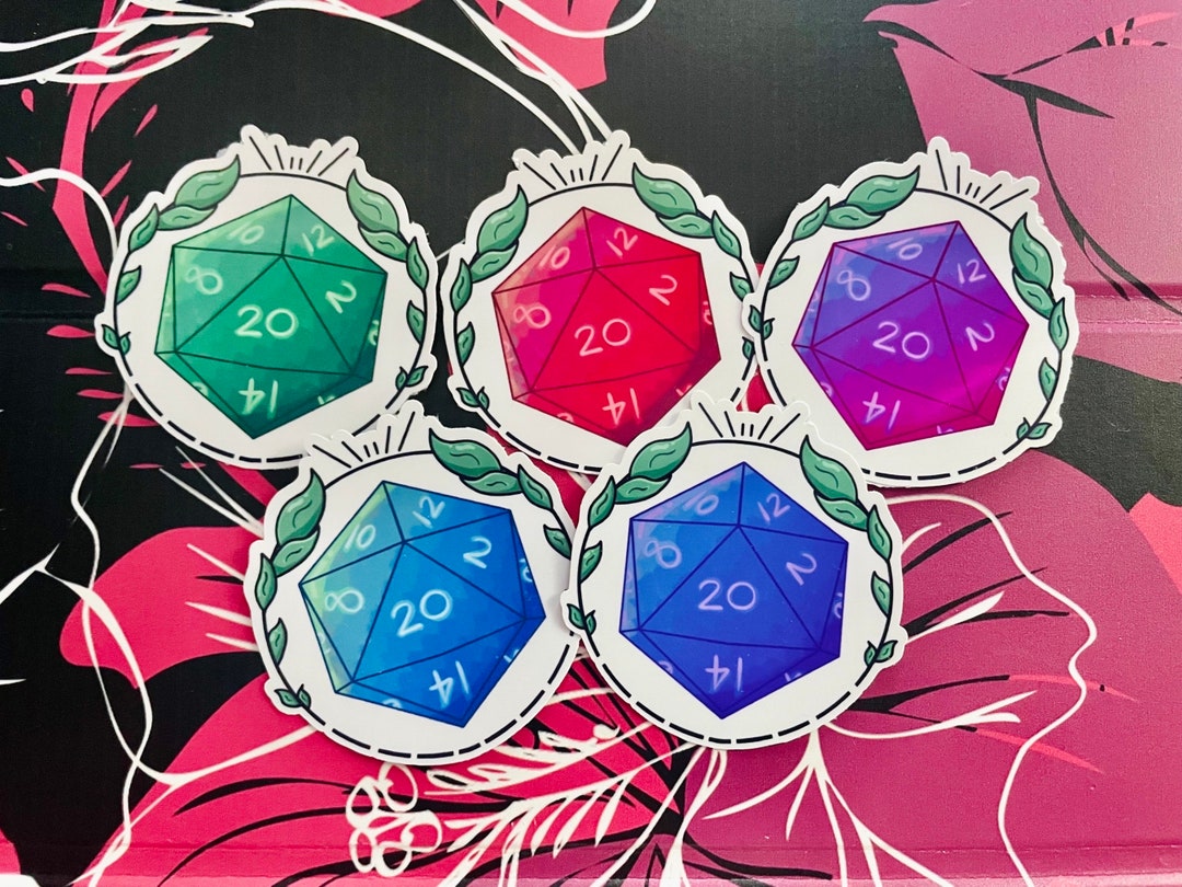 D&D D20 Glossy Stickers | RPG | Rainbow | Cute - Etsy