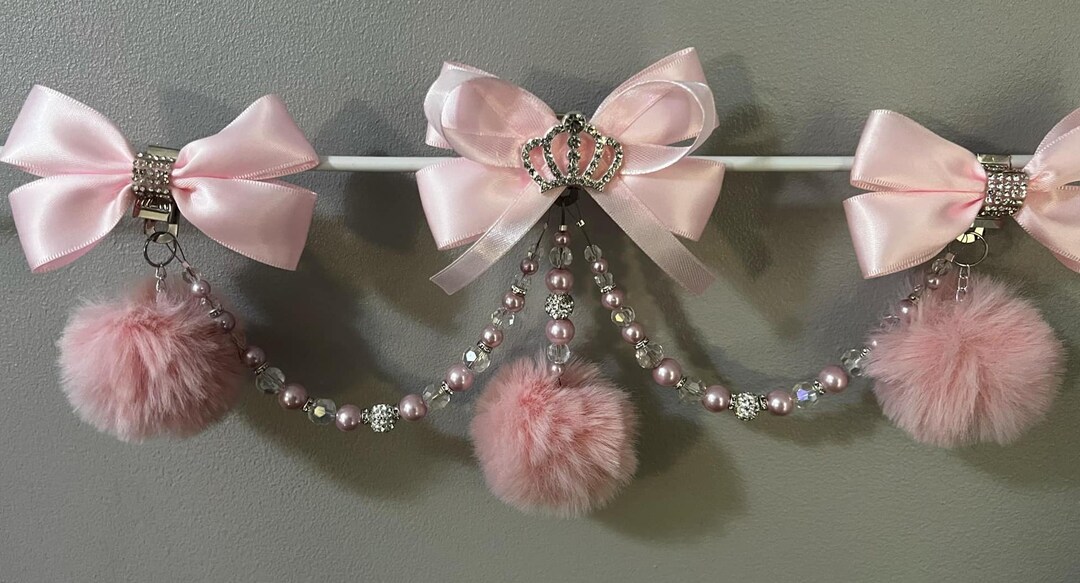 Big Bows Romany Triple Clip Hanging Pram Charm Shamballa Crystal Pearl ...