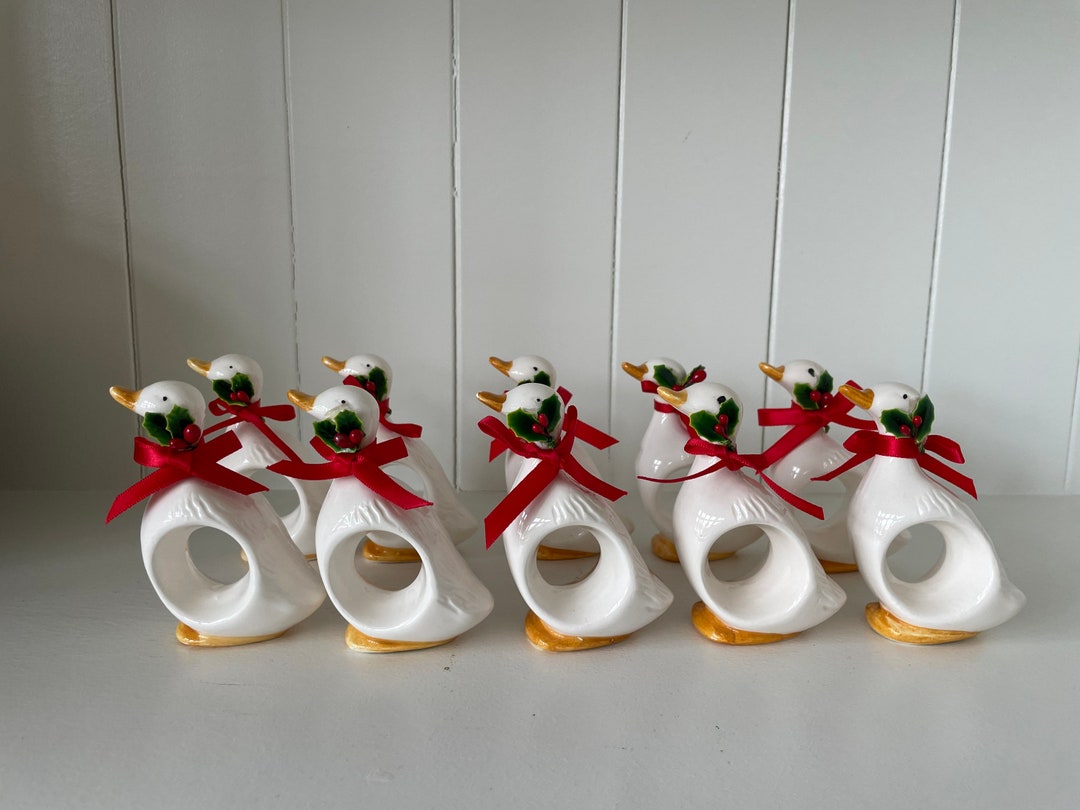 Ceramic Duck Napkin Rings. With Holly. Set of 10 Vintage - Etsy