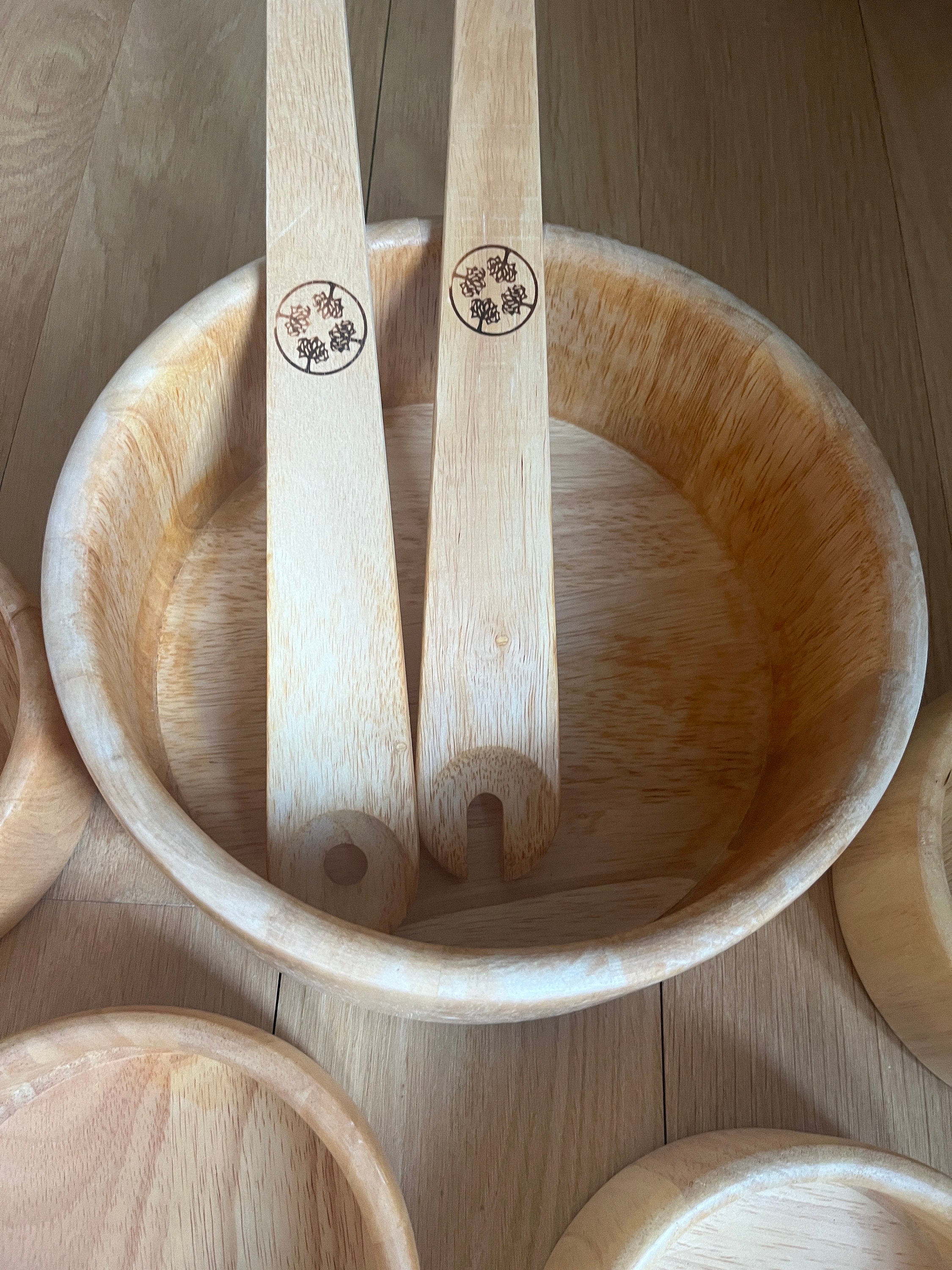 Dansk Mid Century Modern Blonde Wood Salad Bowl Set - 5 Piece Set W ...