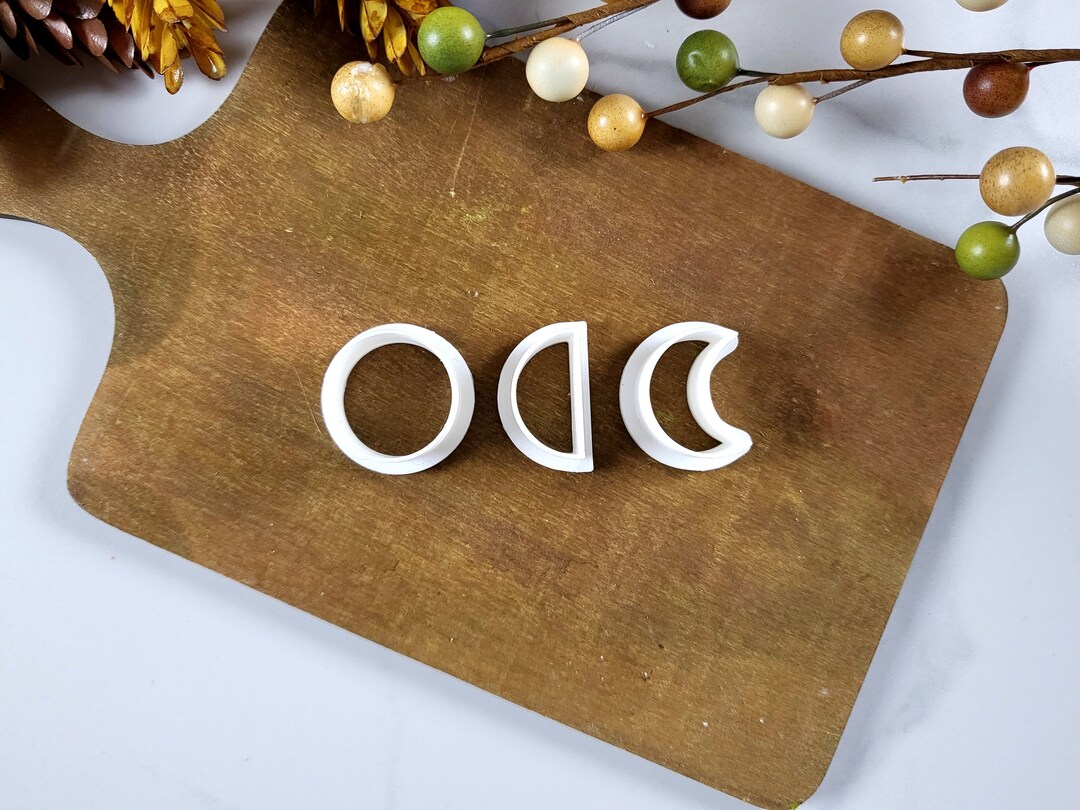 3pc Moon Phase Clay Cutters for Polymer Clay, Crescent Moons, Half Moon ...