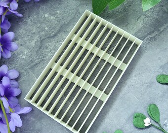 Long Skinny Rectangle With Diagonal Embossed Lines Set of 2 Polymer ...