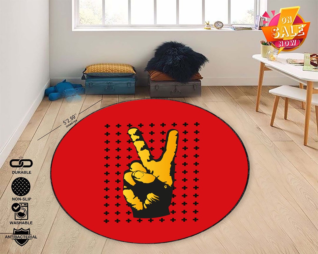 Peace Out Hand Sign Victory Humanist Gift Round Rug Circle - Etsy