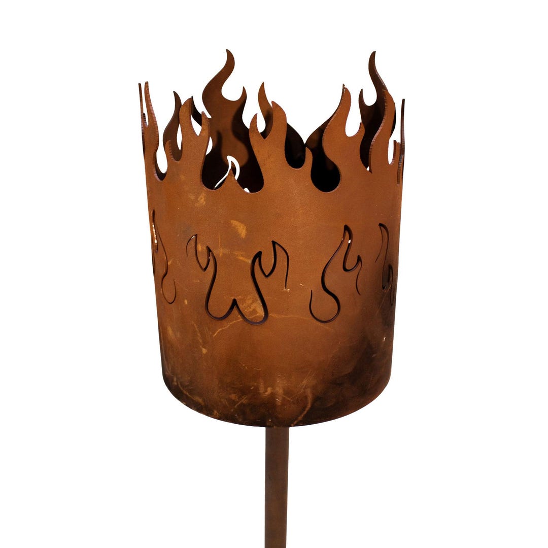 Torch Stick Flames - Edelrost Garden Torch Real Rust on Stick Metal - Etsy