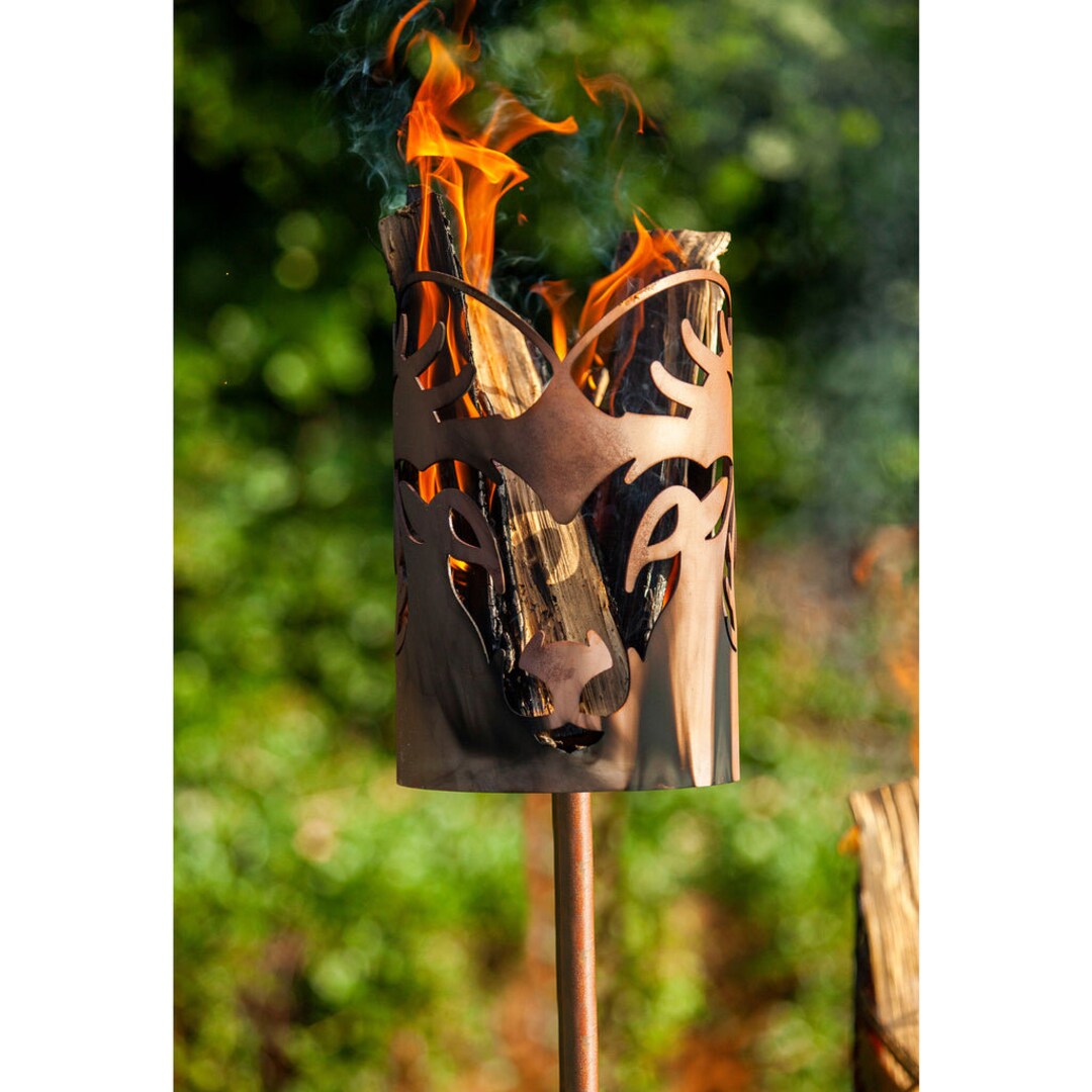 Capricorn Torch Stick - Patina Garden Torch, Real Rust Torch on Metal ...