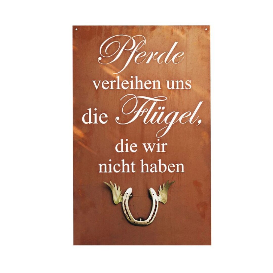 Patina Sign Poem Board Horseshoe Wings Saying Sign Rust Decoration ...