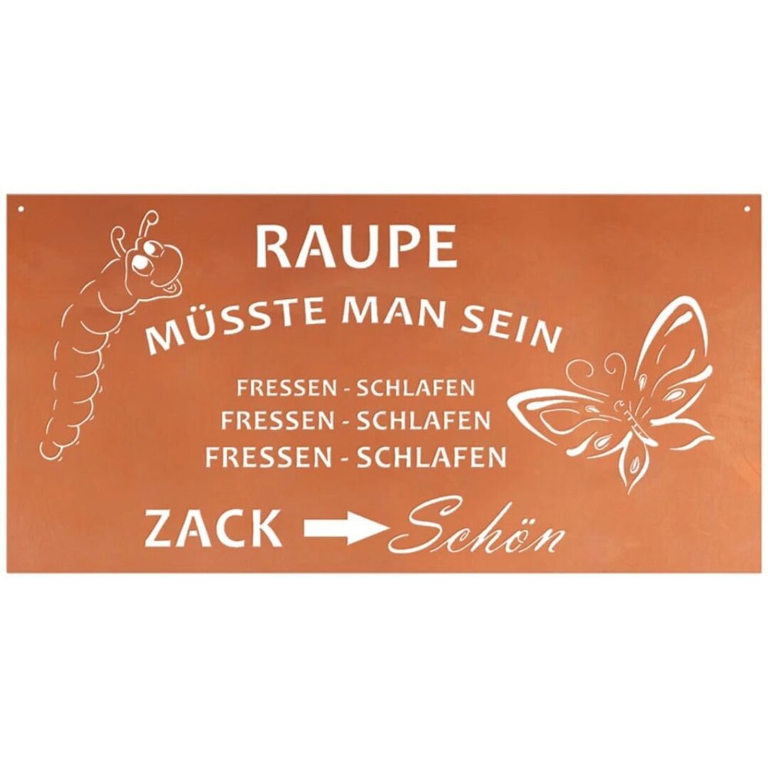 Patina Sign Poem Board Caterpillar Saying Sign Rust Decoration Gift ...