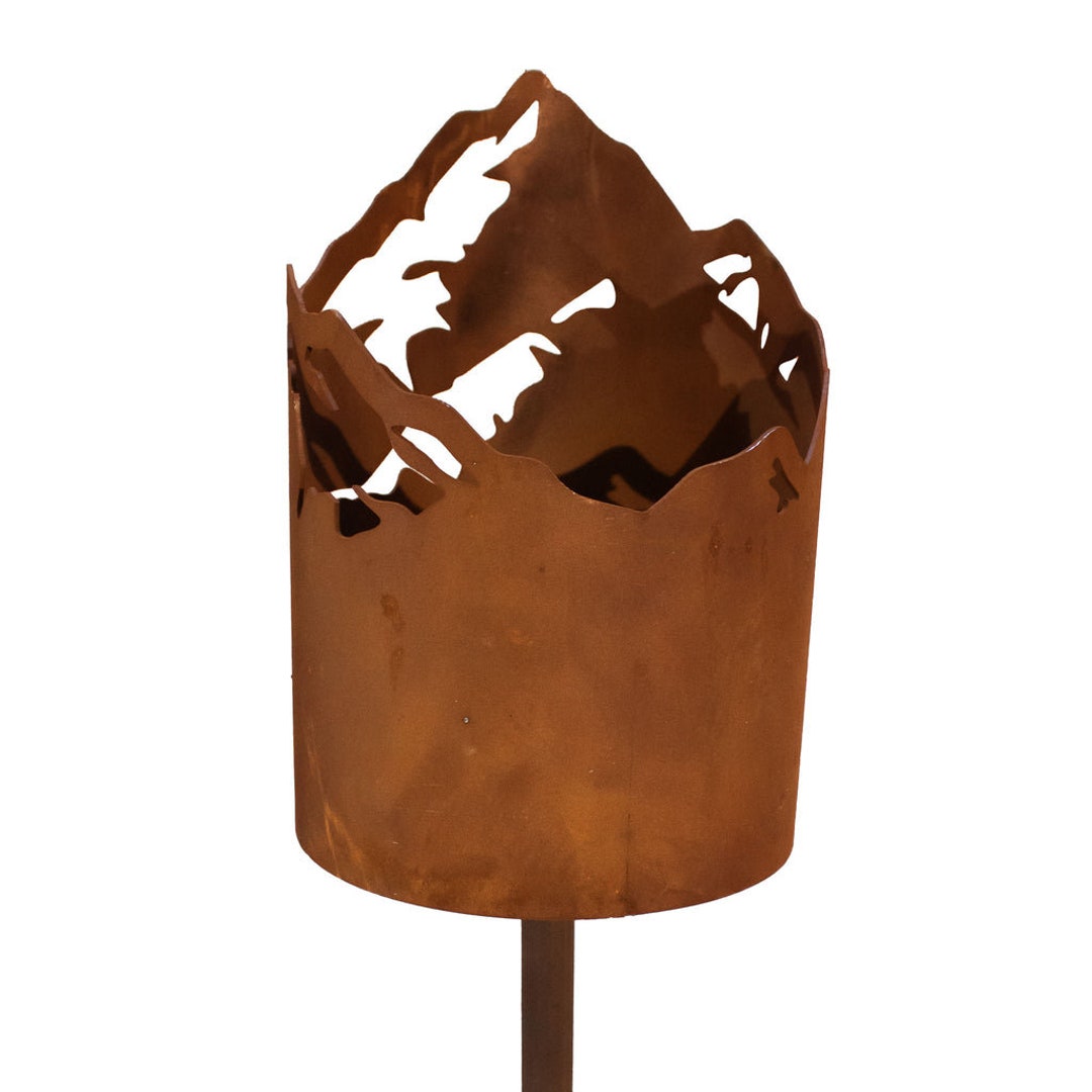 Mountain Torch Stick Patina Garden Torch Torch Real Rust on Metal Rod ...