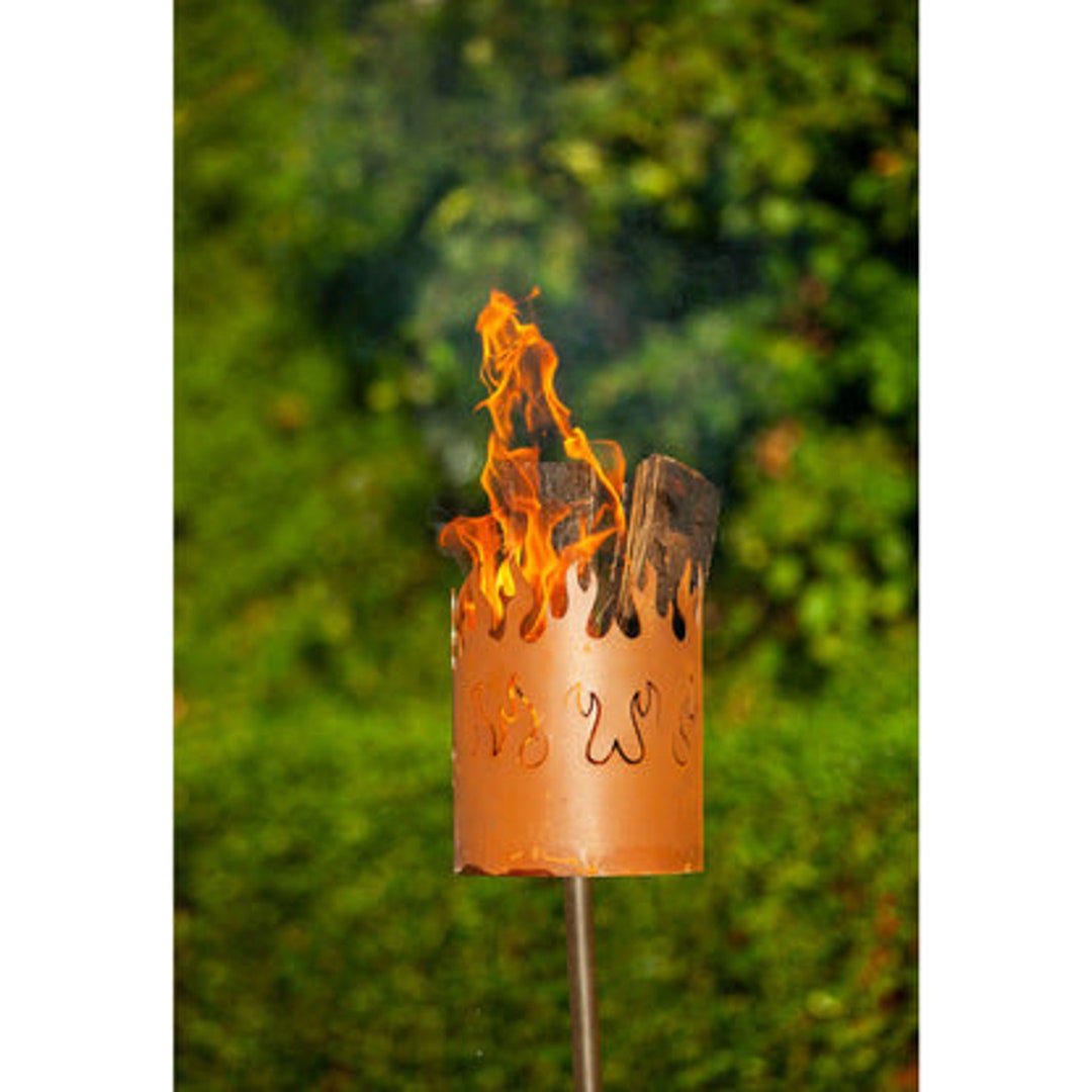 Torch Stick Flames Patina Garden Torch Torch Real Rust on Metal Stick ...