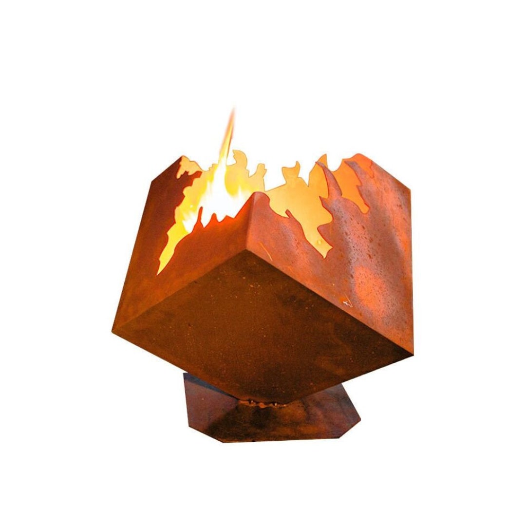 Patina Fire Pit Fire Cube Made of Metal in Patina Design Garden Fire ...