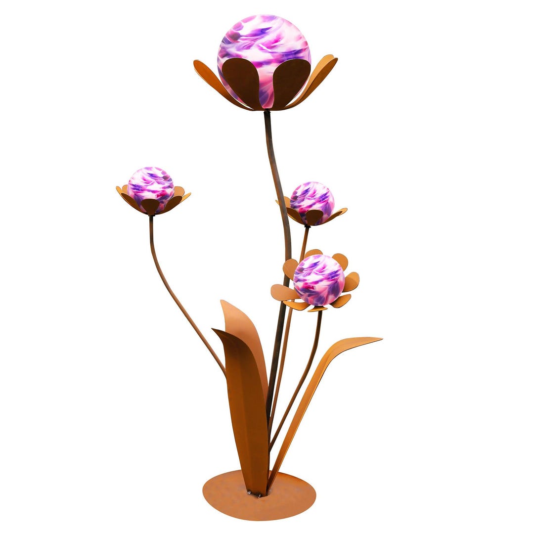Glass Flower Ferrum - Metal Flower With Glass Garden Decoration - Etsy
